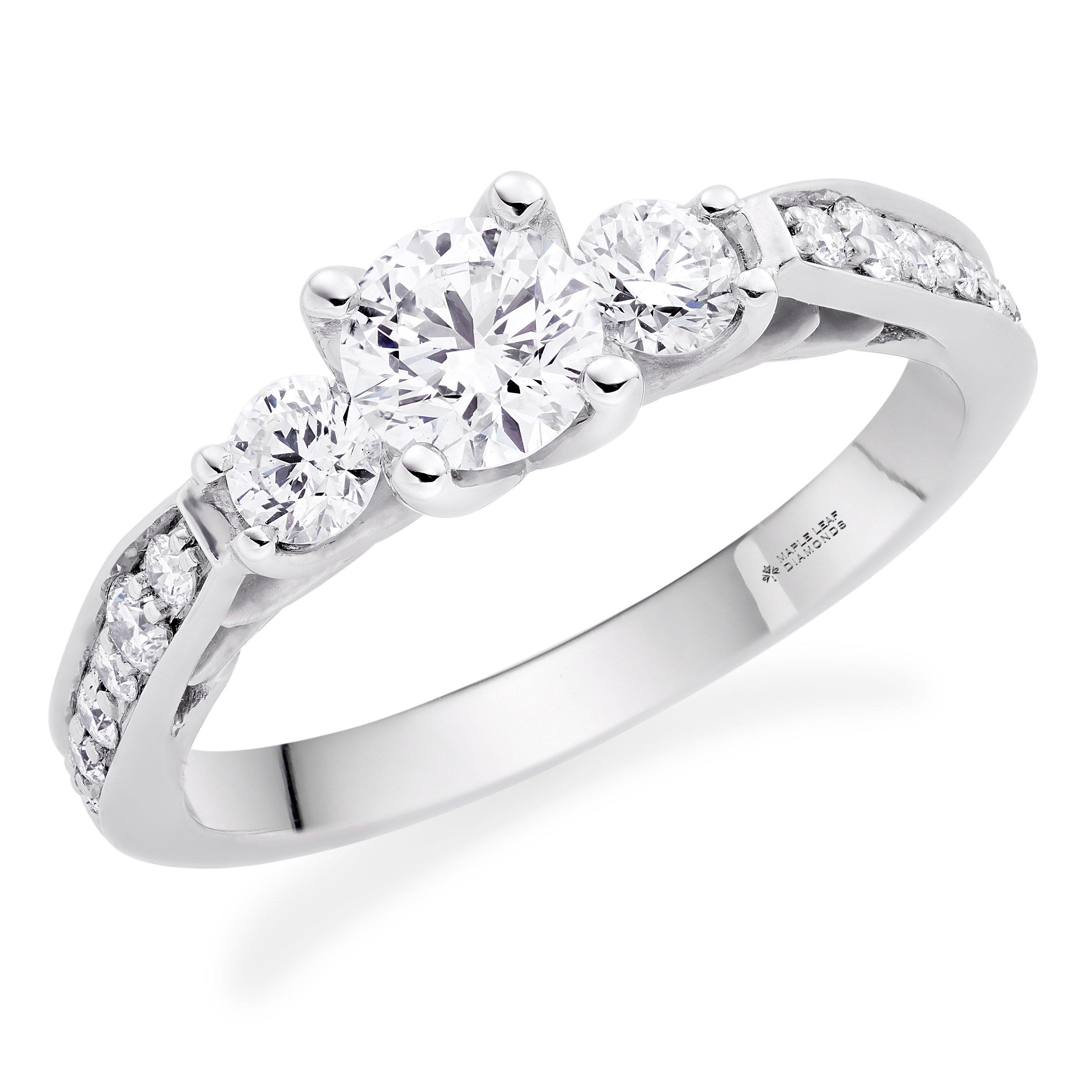 Maple Leaf Diamonds Eternal Flame 18ct White Gold Three Stone Diamond Ring | 0122098 ...