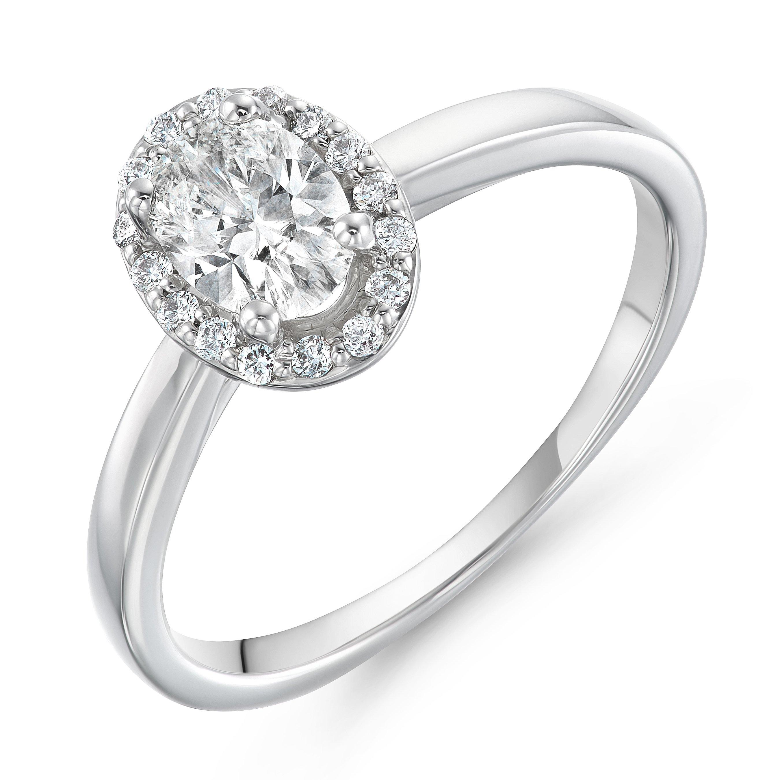 Beaverbrooks Beyond Brilliance 18ct White Gold Diamond Oval Shaped Halo ...