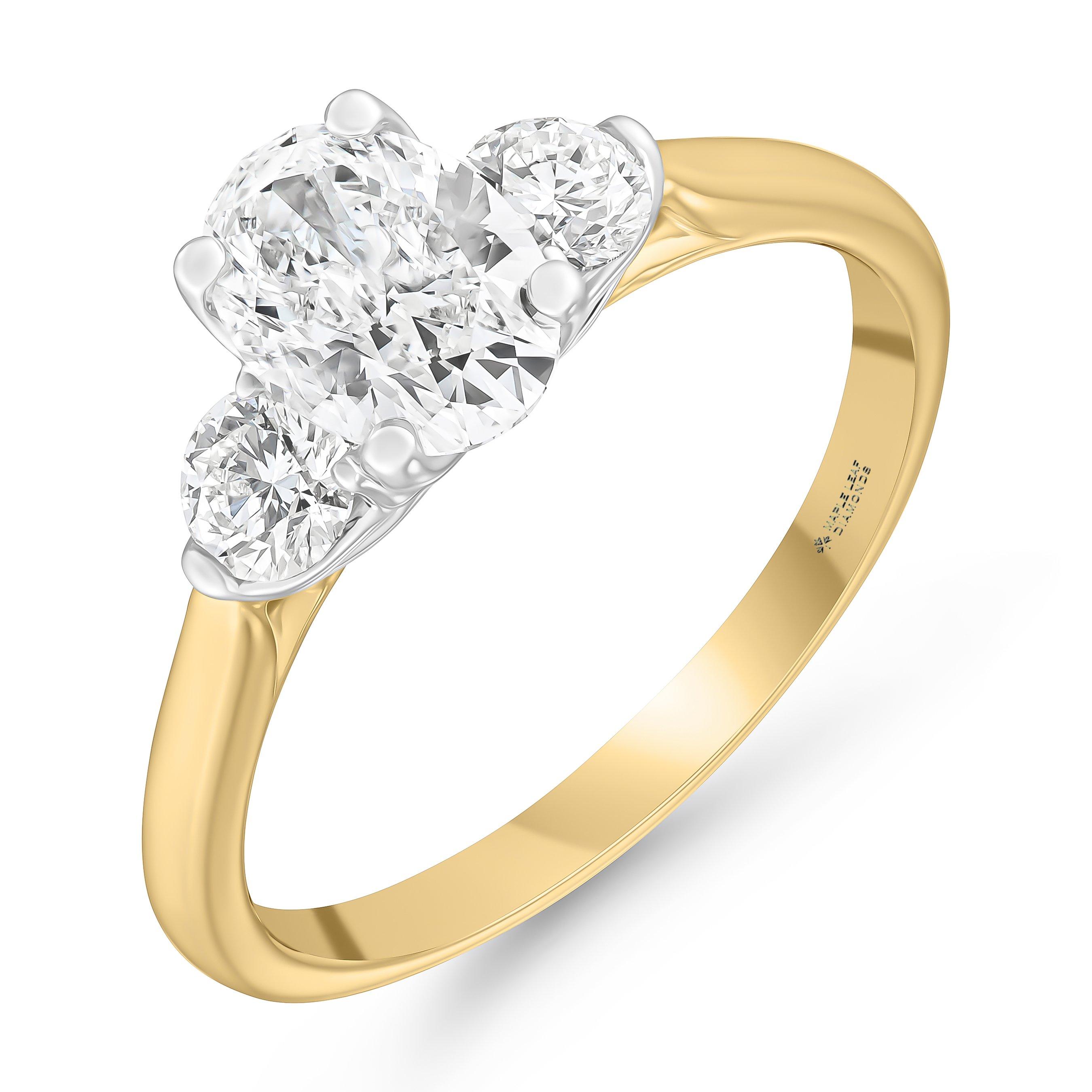 Maple Leaf Diamonds Eternal Flames 18ct Yellow Gold Diamond Oval Shaped Three-Stone Engagement ...