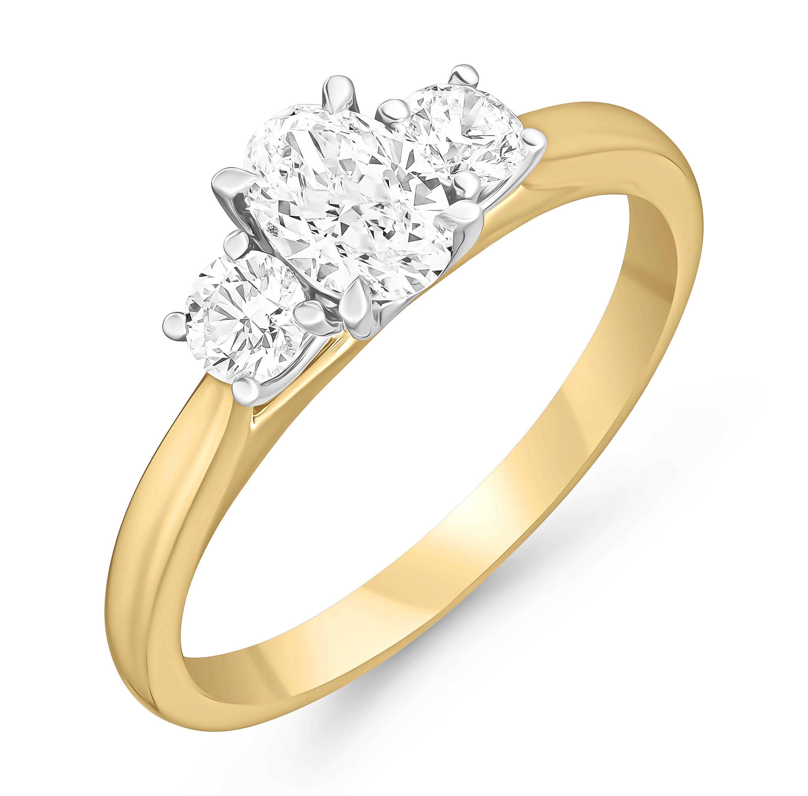 Beaverbrooks 18ct Yellow Gold Diamond Oval Shaped Three Stone ...