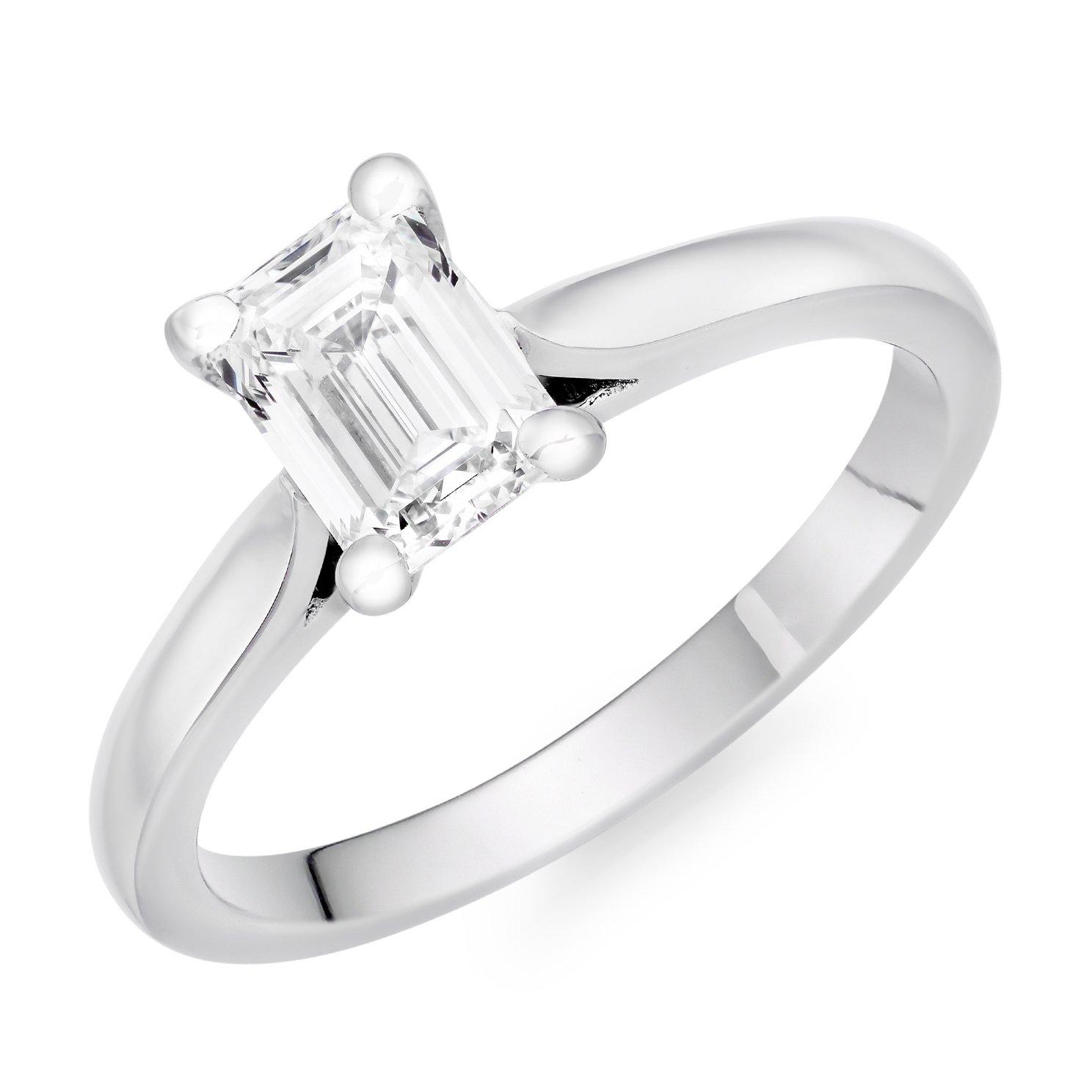 Beaverbrooks Once Platinum Emerald Cut Diamond Solitaire Engagement ...