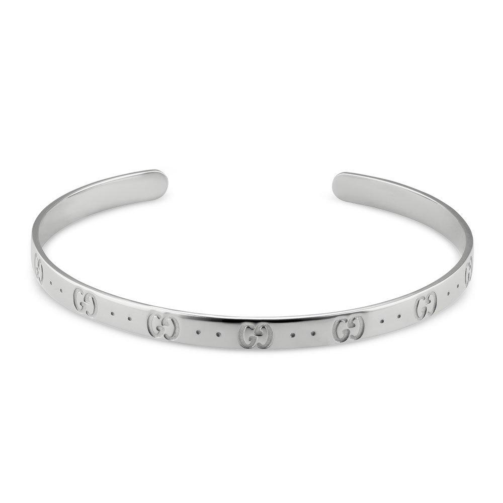 Gucci Icon 18ct White Gold Bangle | 0107649 | Beaverbrooks the Jewellers