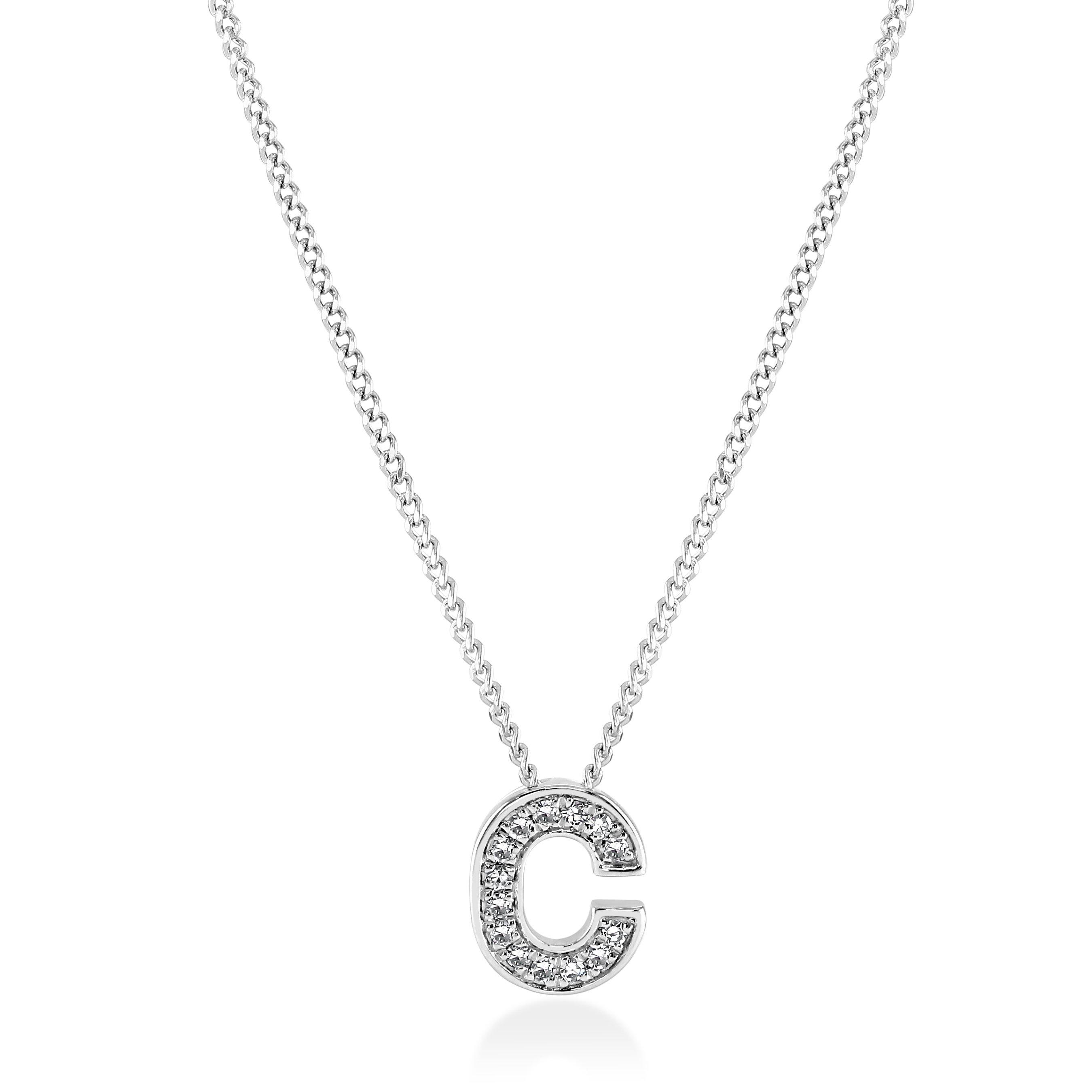 9ct White Gold Diamond Initial C Pendant | 0131680 | Beaverbrooks the ...