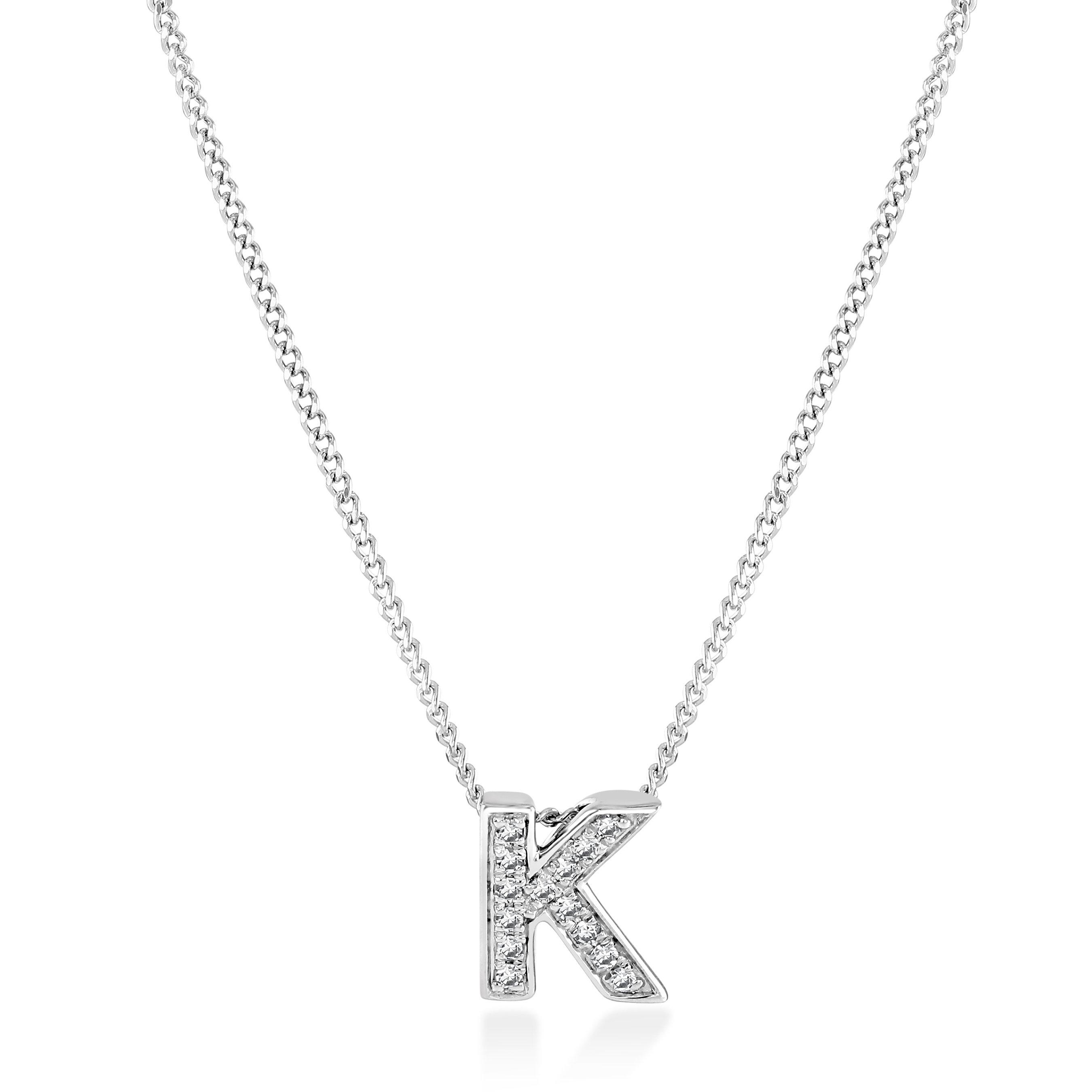 9ct White Gold Diamond Initial K Pendant | 0131744 | Beaverbrooks the ...