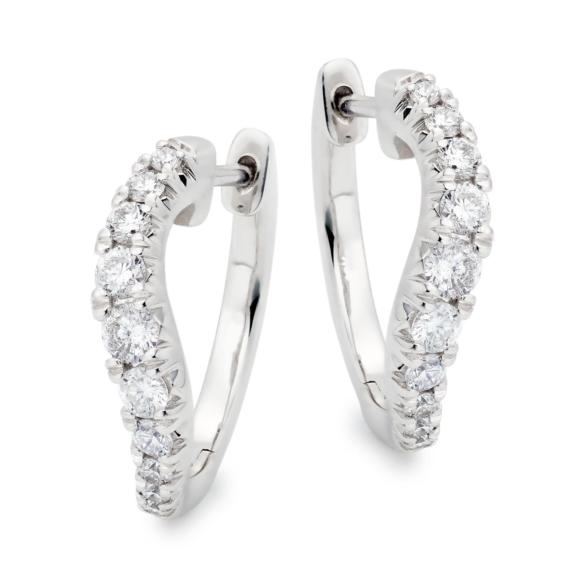 Beaverbrooks Essence 9ct White Gold Diamond Hoop Earrings | 0132265 ...