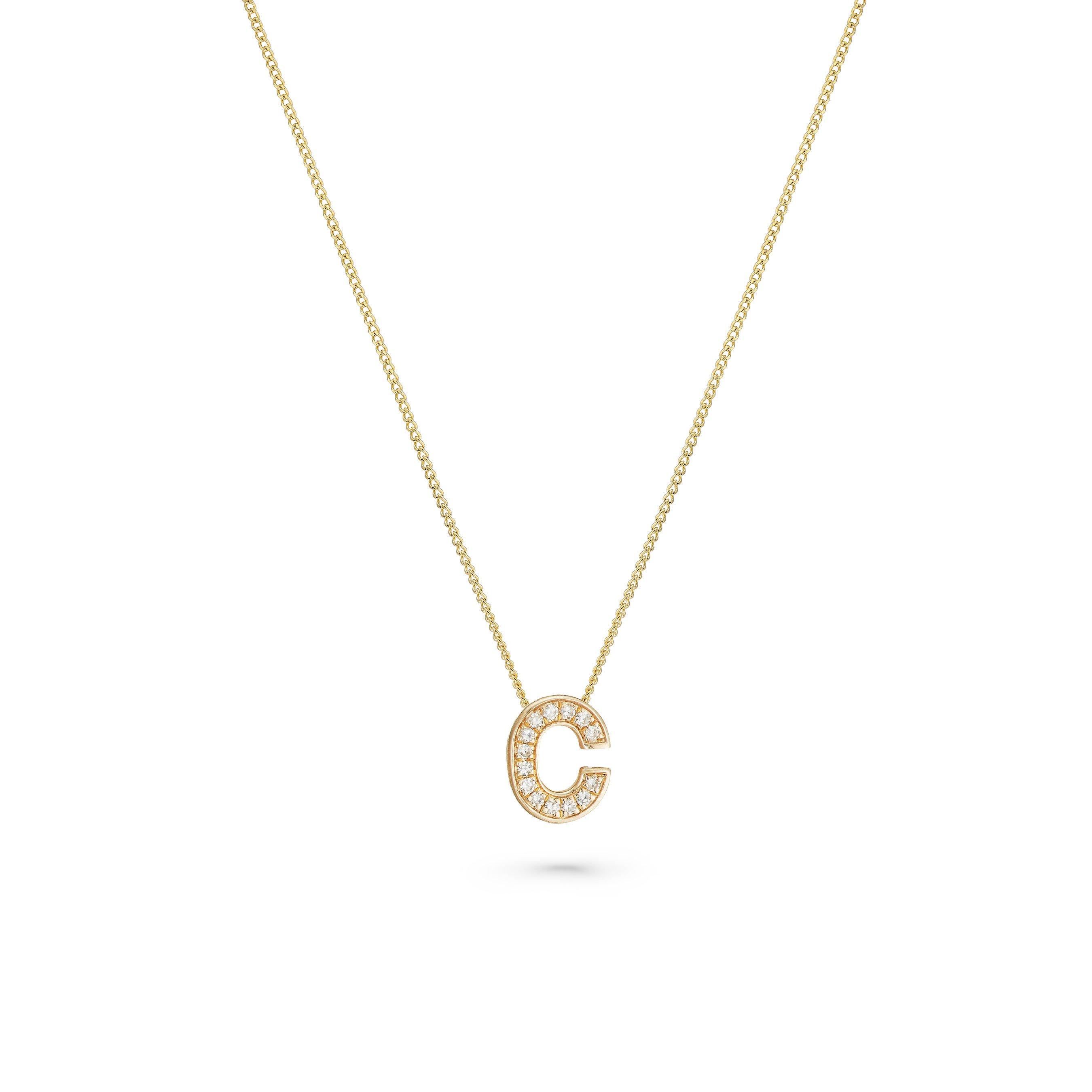 9ct Yellow Gold Diamond Initial C Pendant | 0138627 | Beaverbrooks the ...