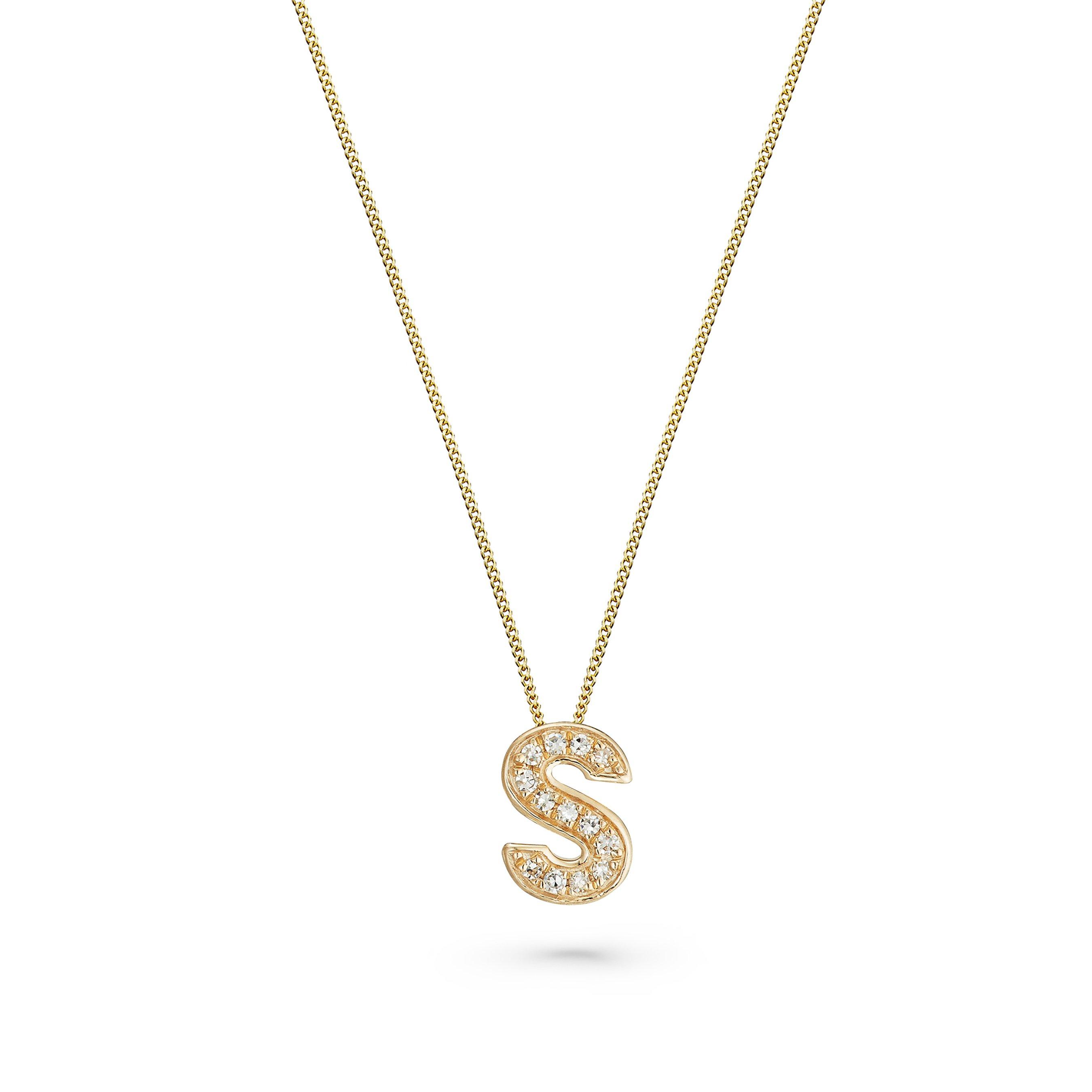 9ct Yellow Gold Diamond Initial S Pendant | 0138661 | Beaverbrooks the ...