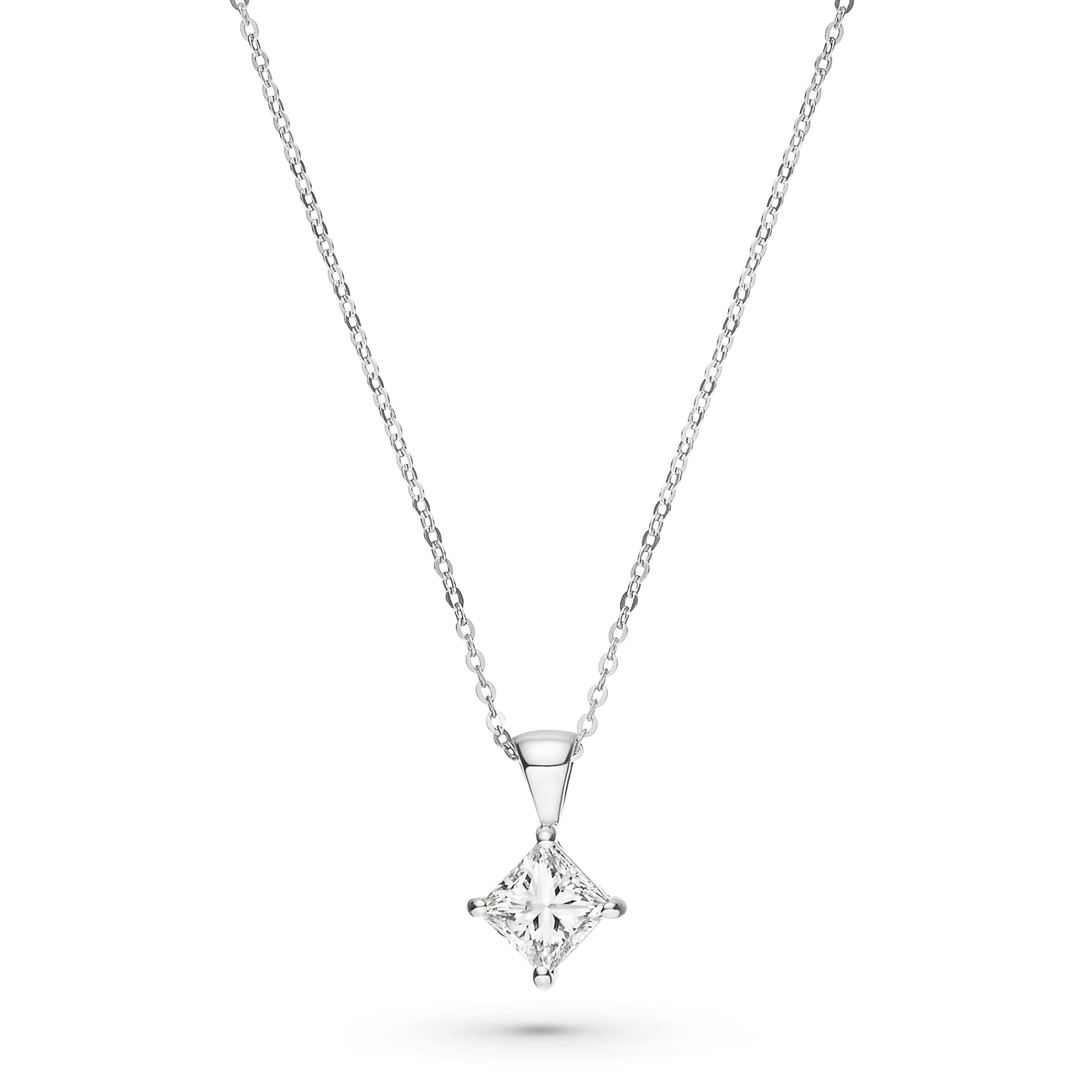 Platinum Princess Diamond Pendant | 0143637 | Beaverbrooks the Jewellers