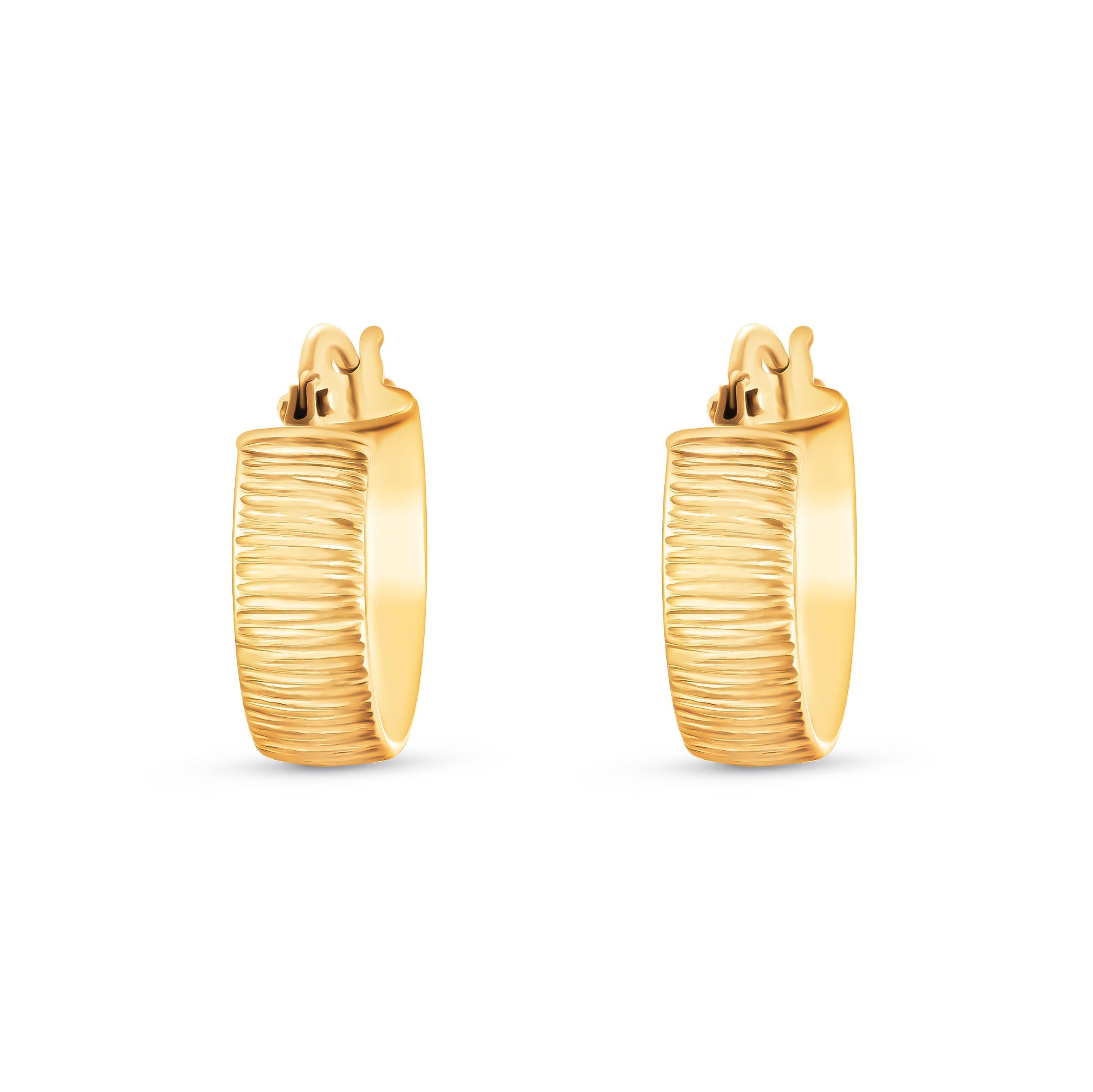 Beaverbrooks 9ct Yellow Gold Textured Wide Hoop Earrings | 0148429 ...