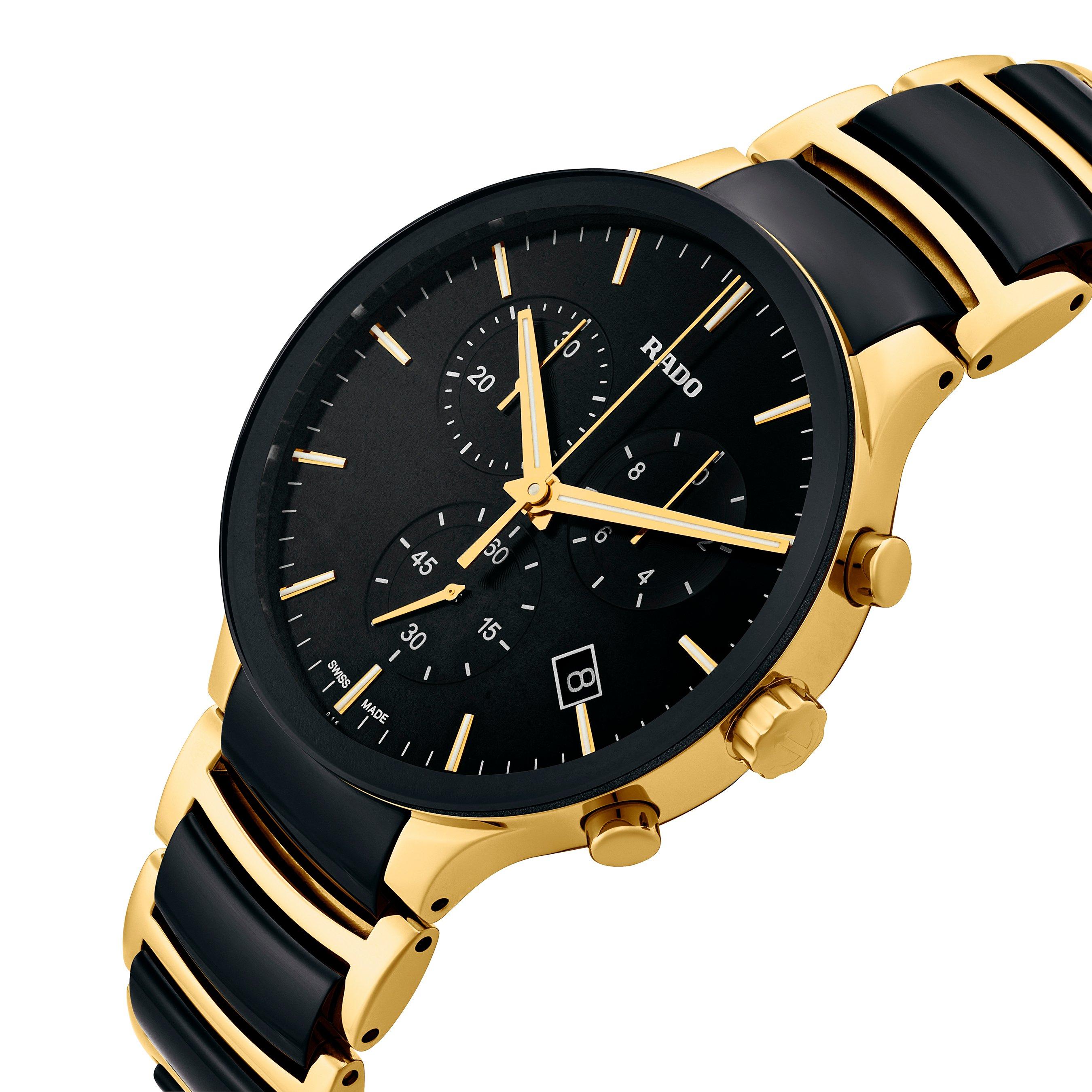 Rado Centrix 40mm High-Tech Ceramic and Yellow Gold PVD Chronograph Men ...