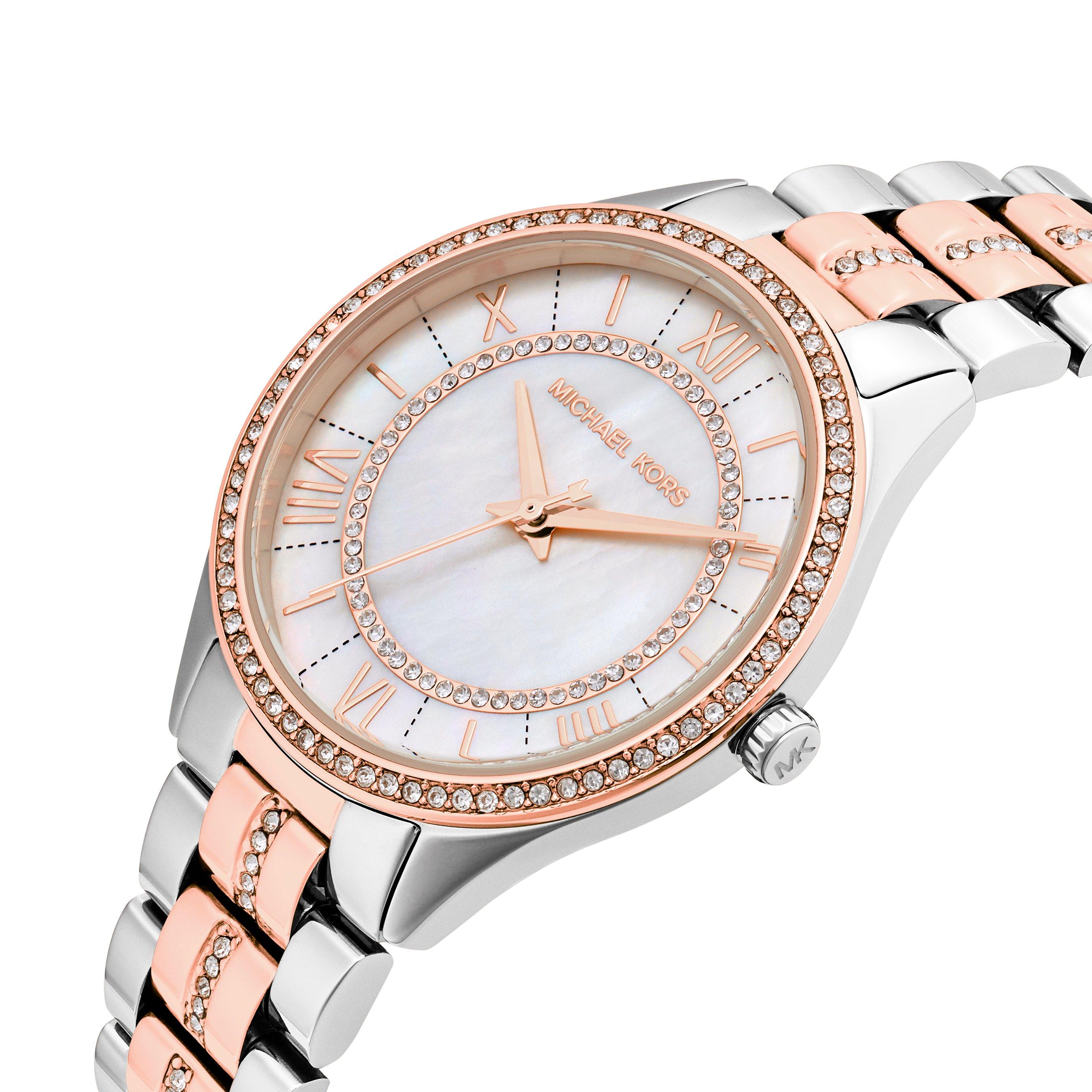 Michael Kors Lauryn Mini 33mm Stainless Steel and Rose Gold Tone ...