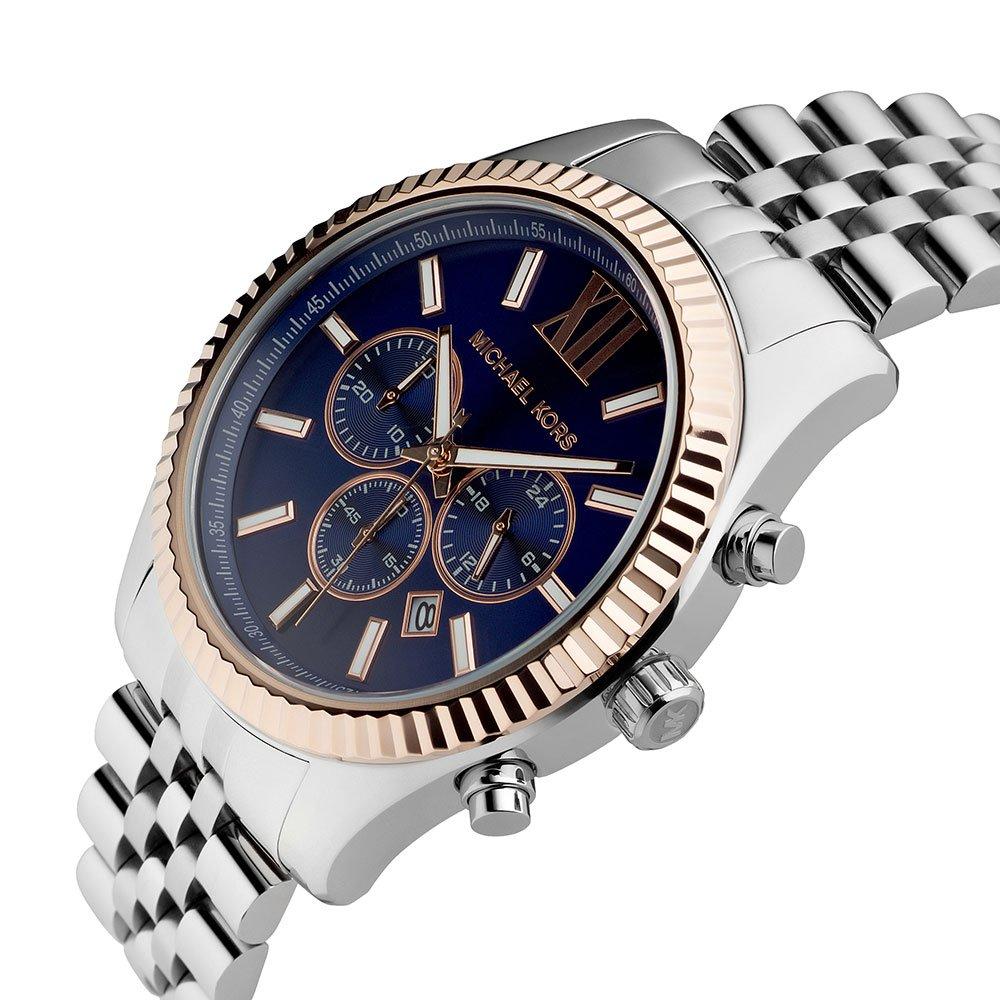 Michael Kors Lexington Steel and Rose Gold Chronograph Men's Watch ...