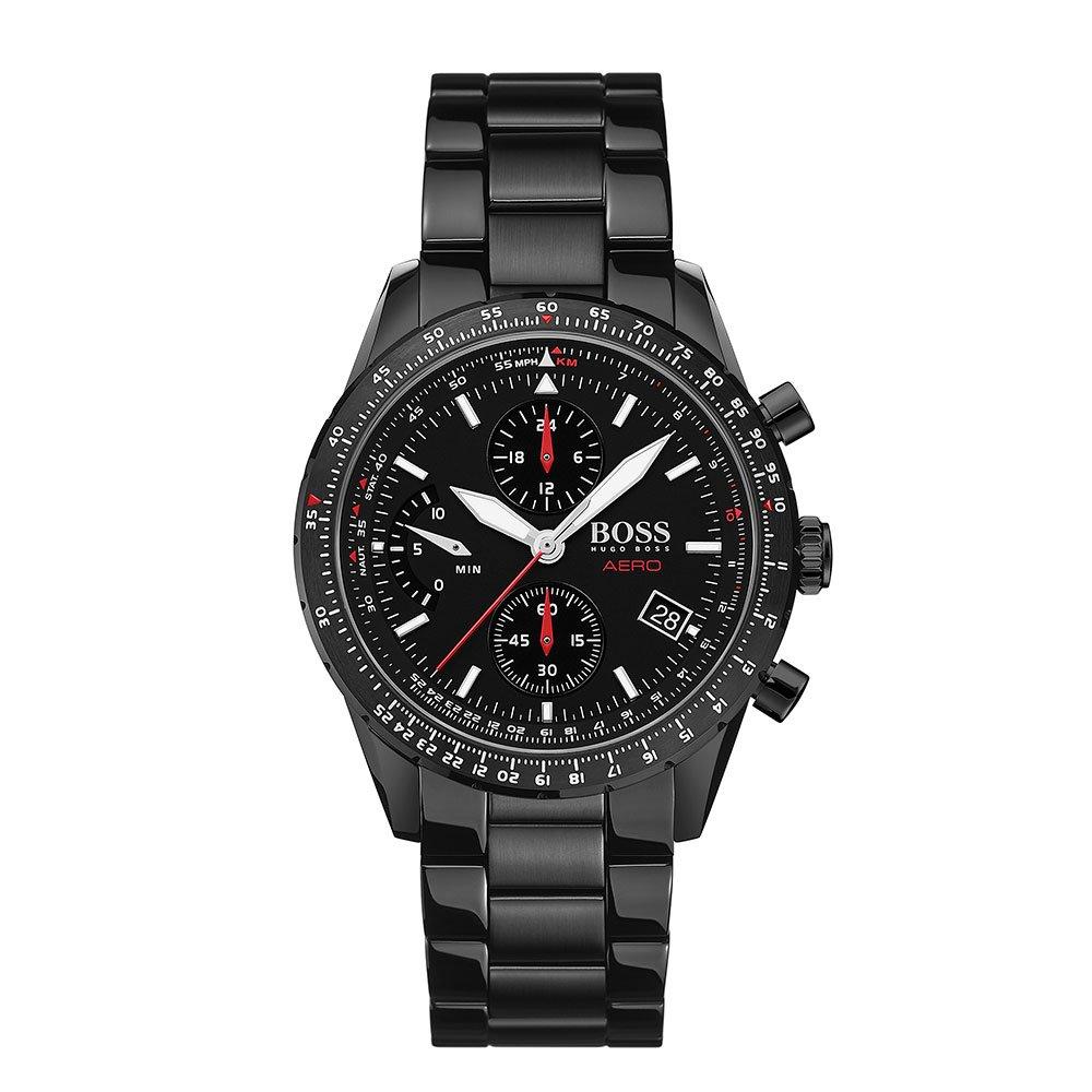 BOSS Aero Black Ion Plated Chronograph Men's Watch 1513771 | Black, 44 ...