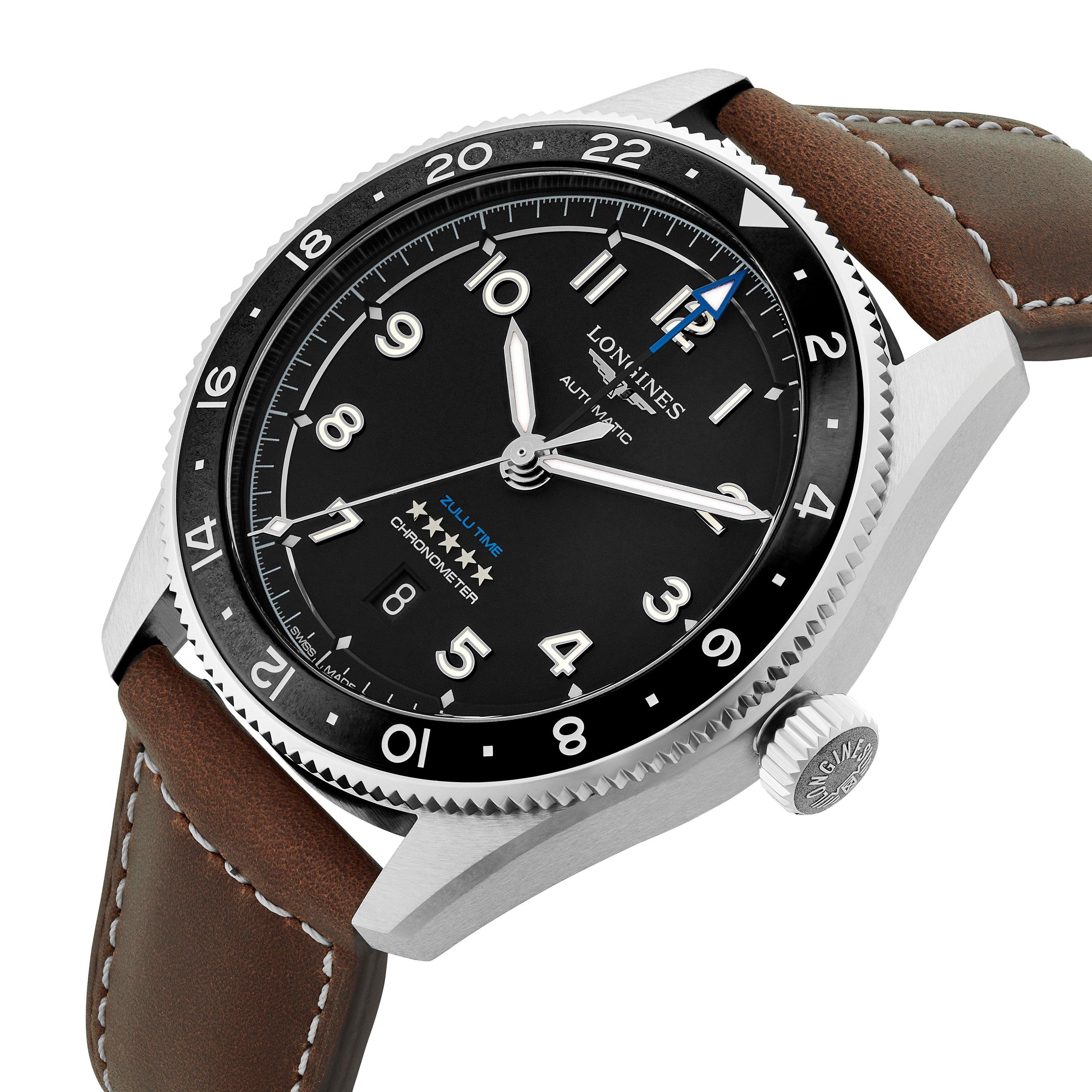 Longines Spirit Zulu Time 42mm Automatic Men’s Watch L38124532 | 42 mm ...