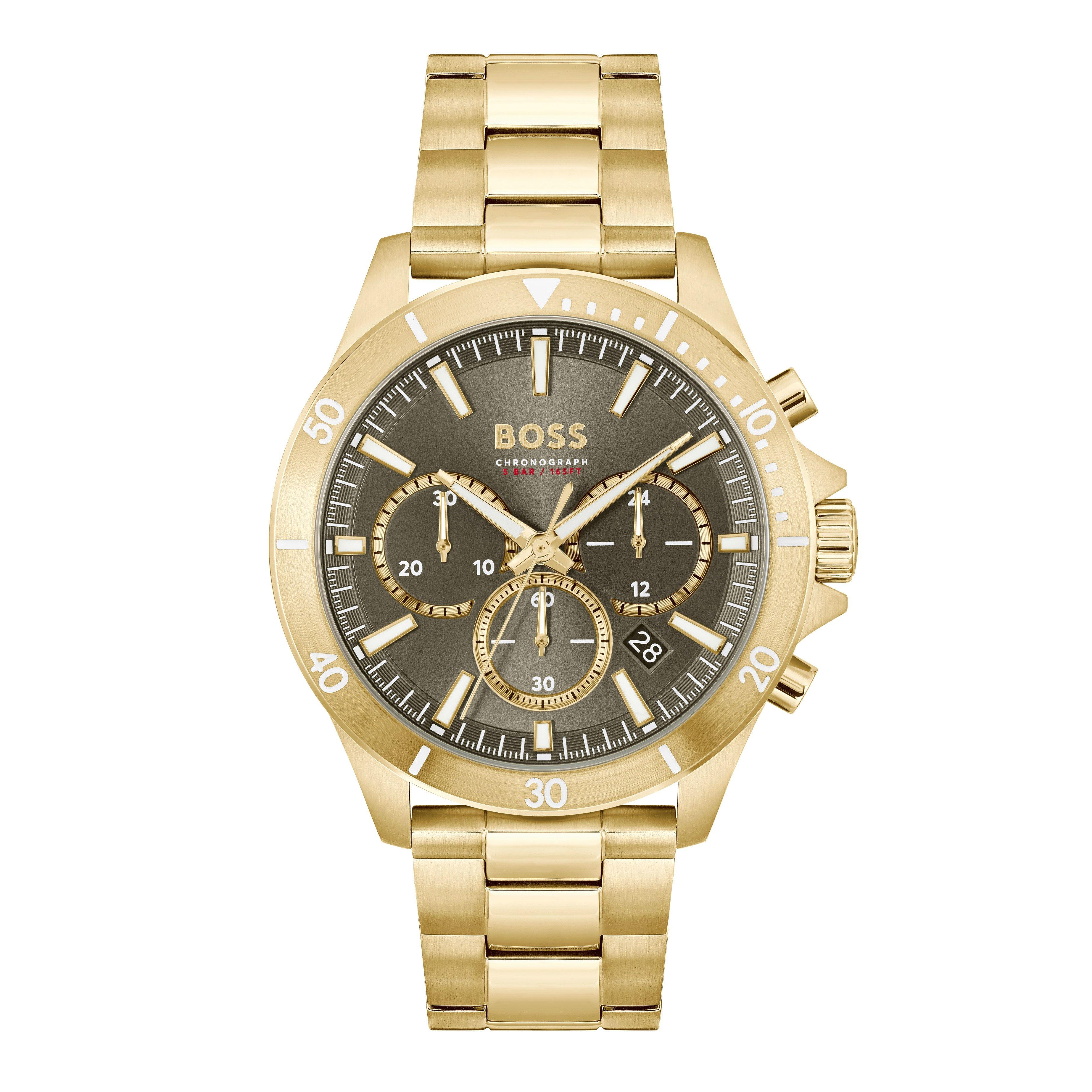 BOSS Sport Lux Troper 44mm Yellow Gold Tone Chronograph Men’s Watch ...