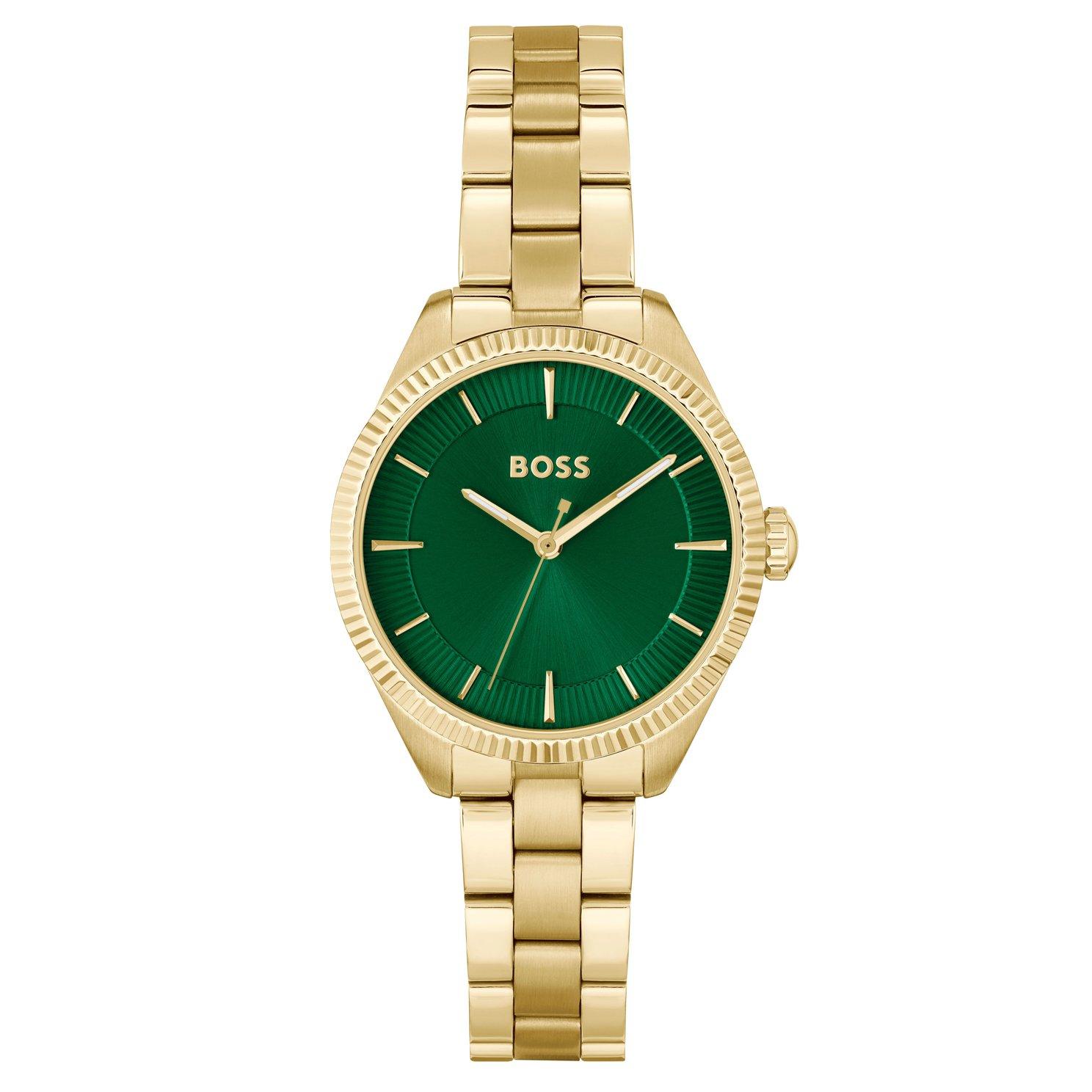 BOSS Sage 32mm Yellow Gold Tone Ladies Watch 1502729 | Green, 32 mm ...