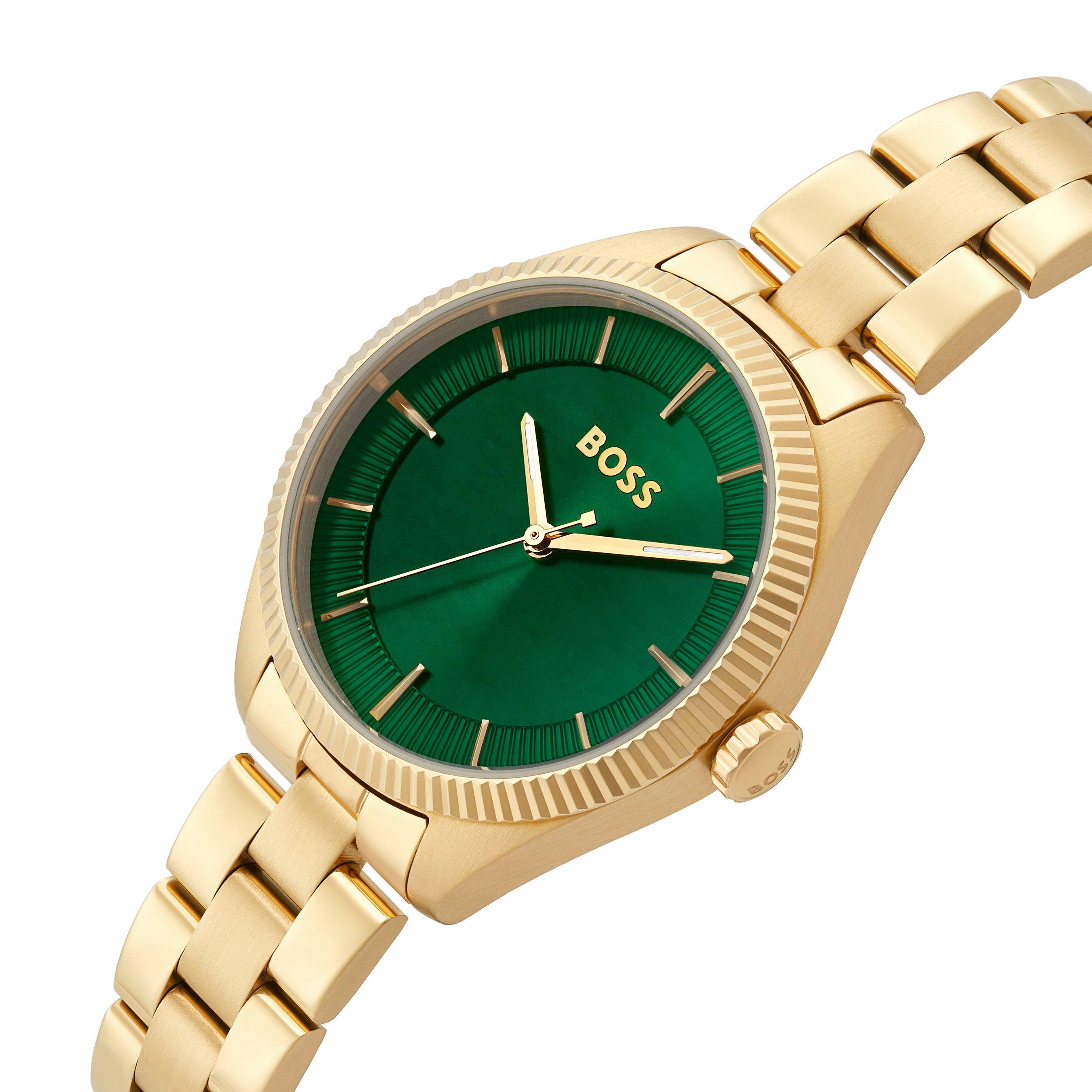 BOSS Sage 32mm Yellow Gold Tone Ladies Watch 1502729 | 32 mm, Green ...