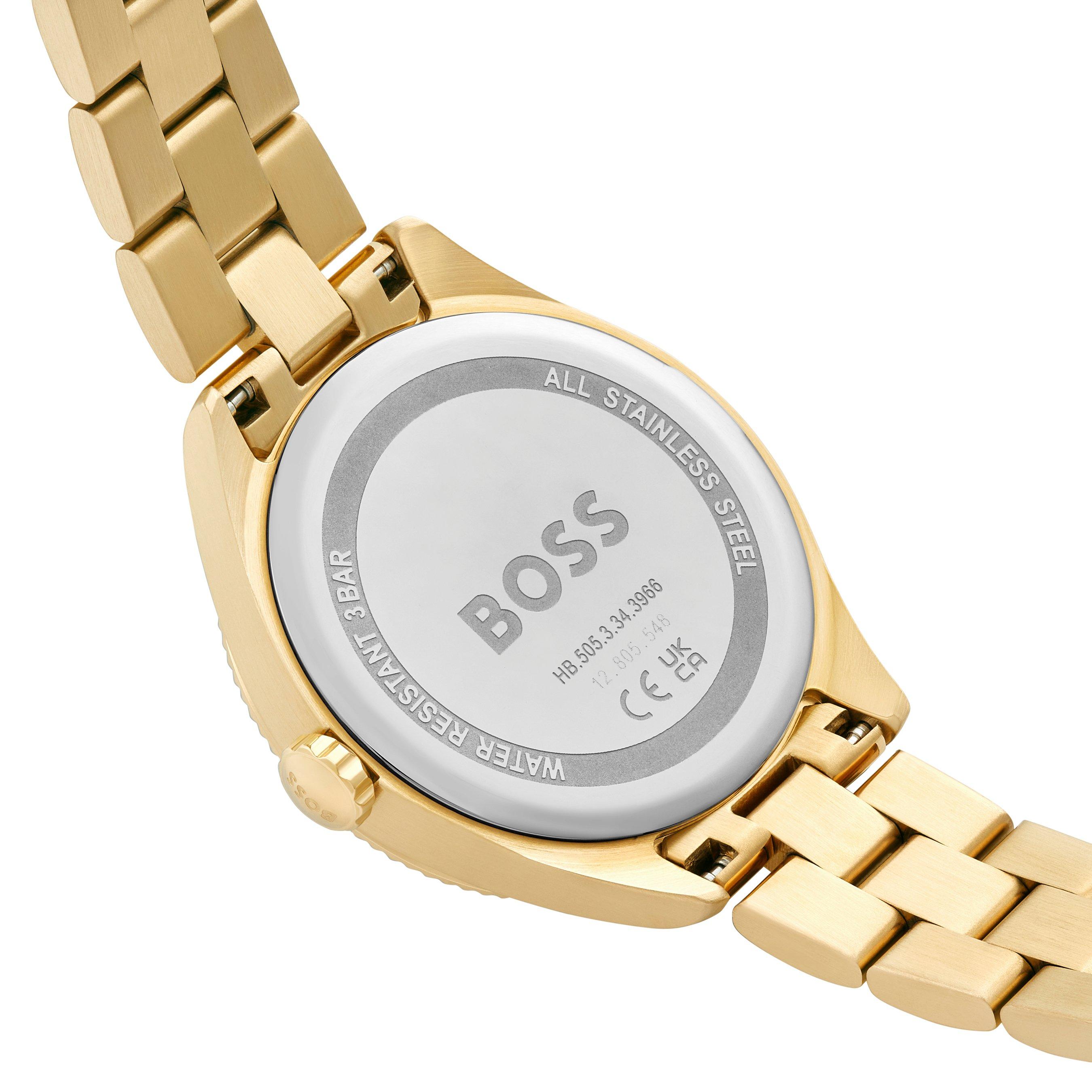 BOSS Sage 32mm Yellow Gold Tone Ladies Watch 1502729 | Green, 32 mm ...
