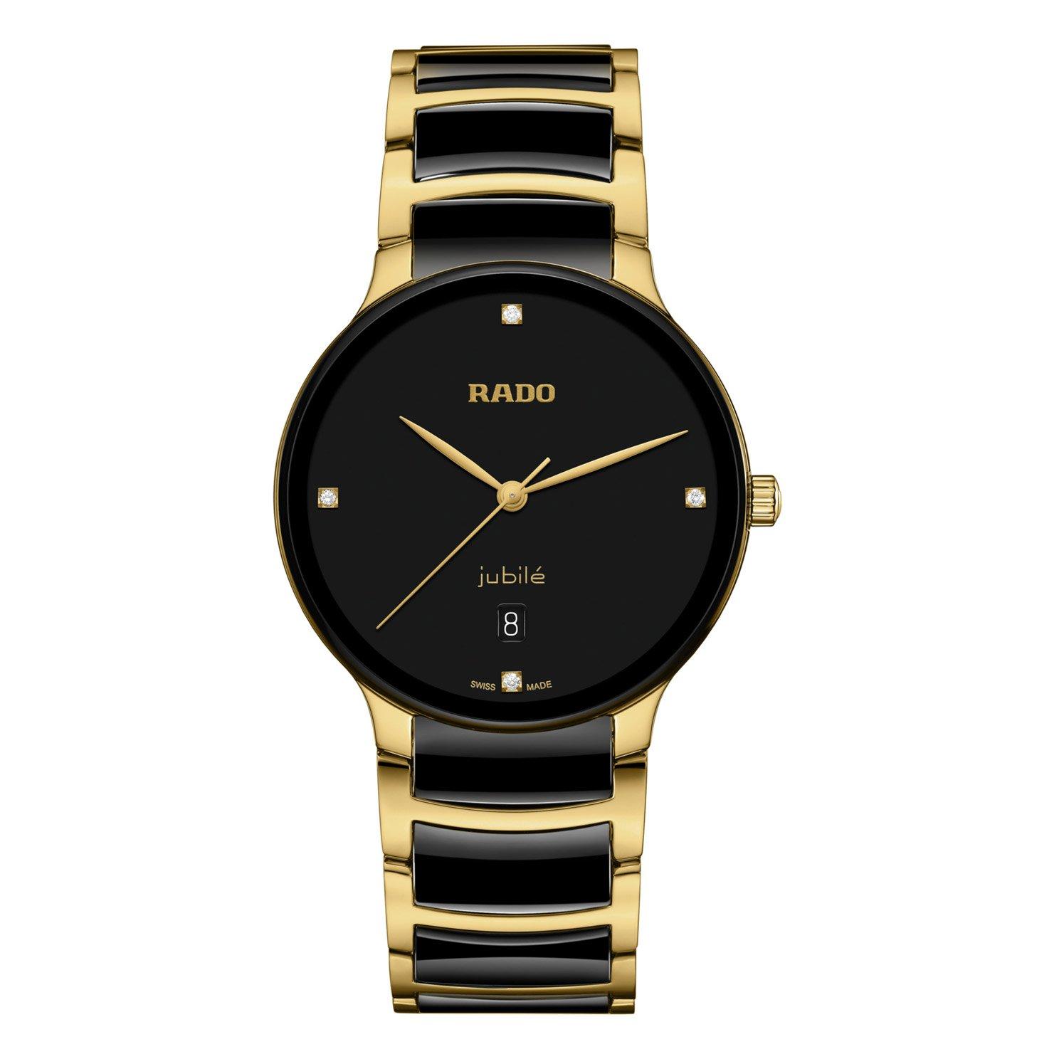 Rado Centrix 39.5mm High-Tech Ceramic and Yellow Gold PVD Diamond Watch ...