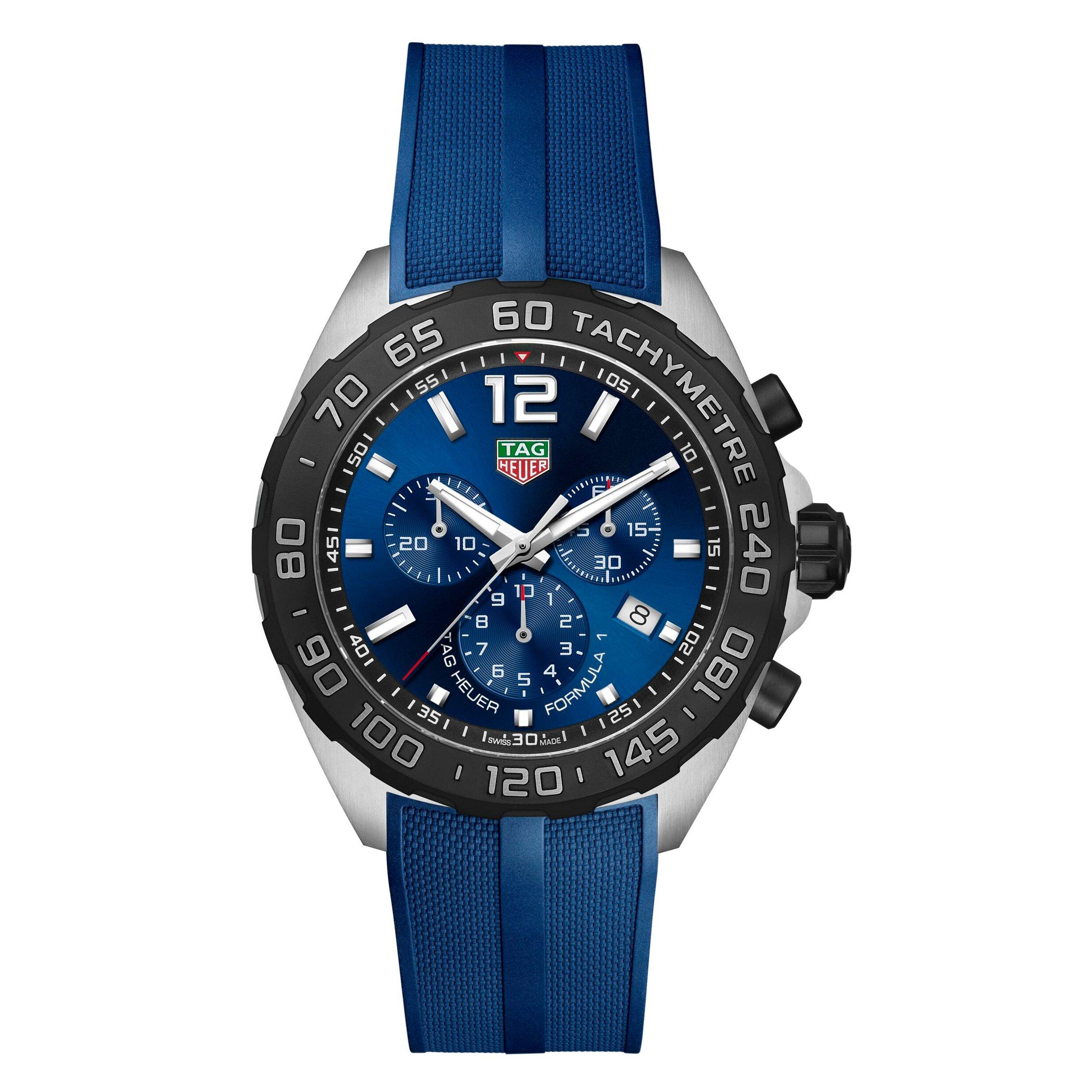 TAG Heuer Formula 1 Chronograph 43mm Blue Rubber Strap Men's Watch ...