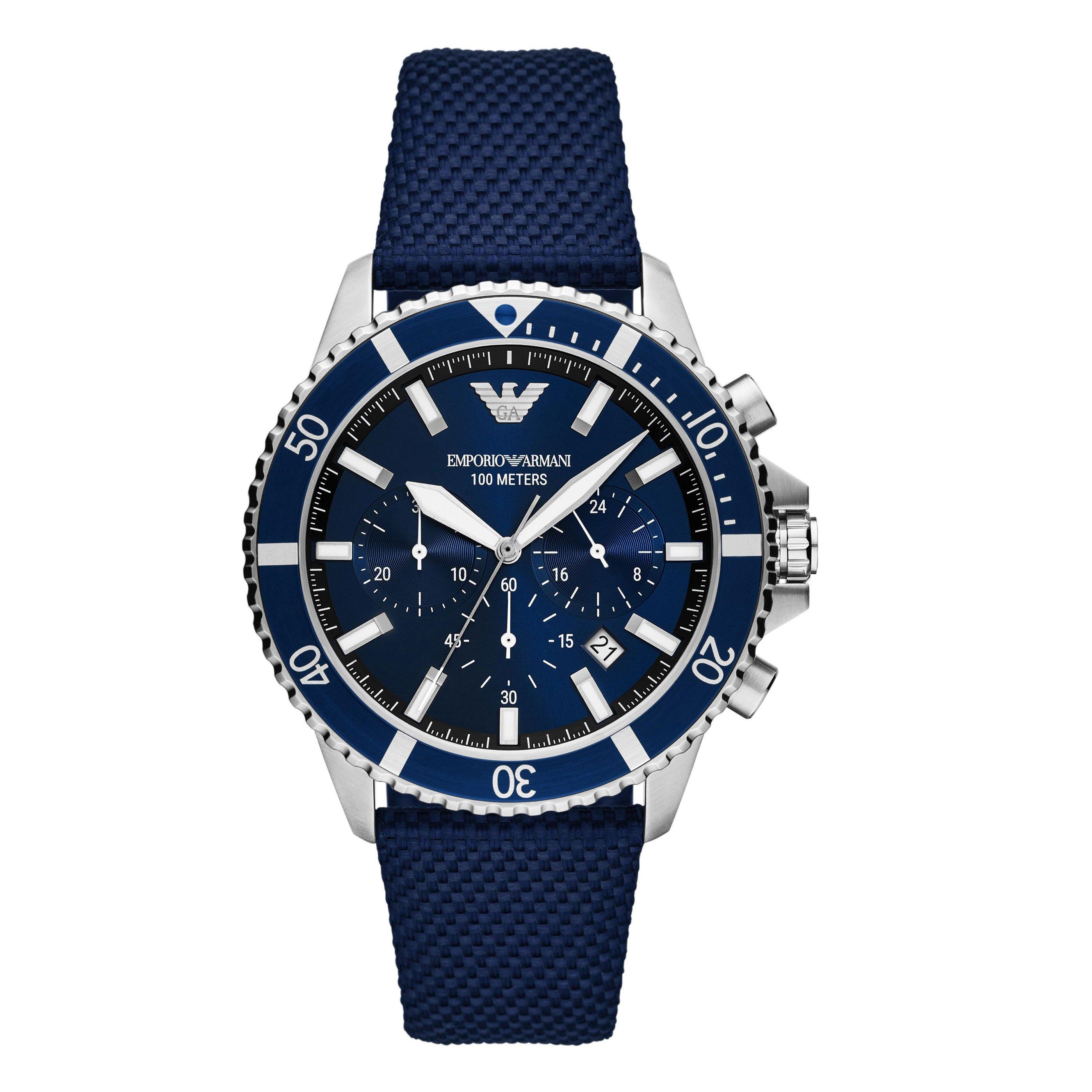 Emporio Armani Diver Blue Chronograph Quartz Men’s Watch AR11588 | 43.5 ...