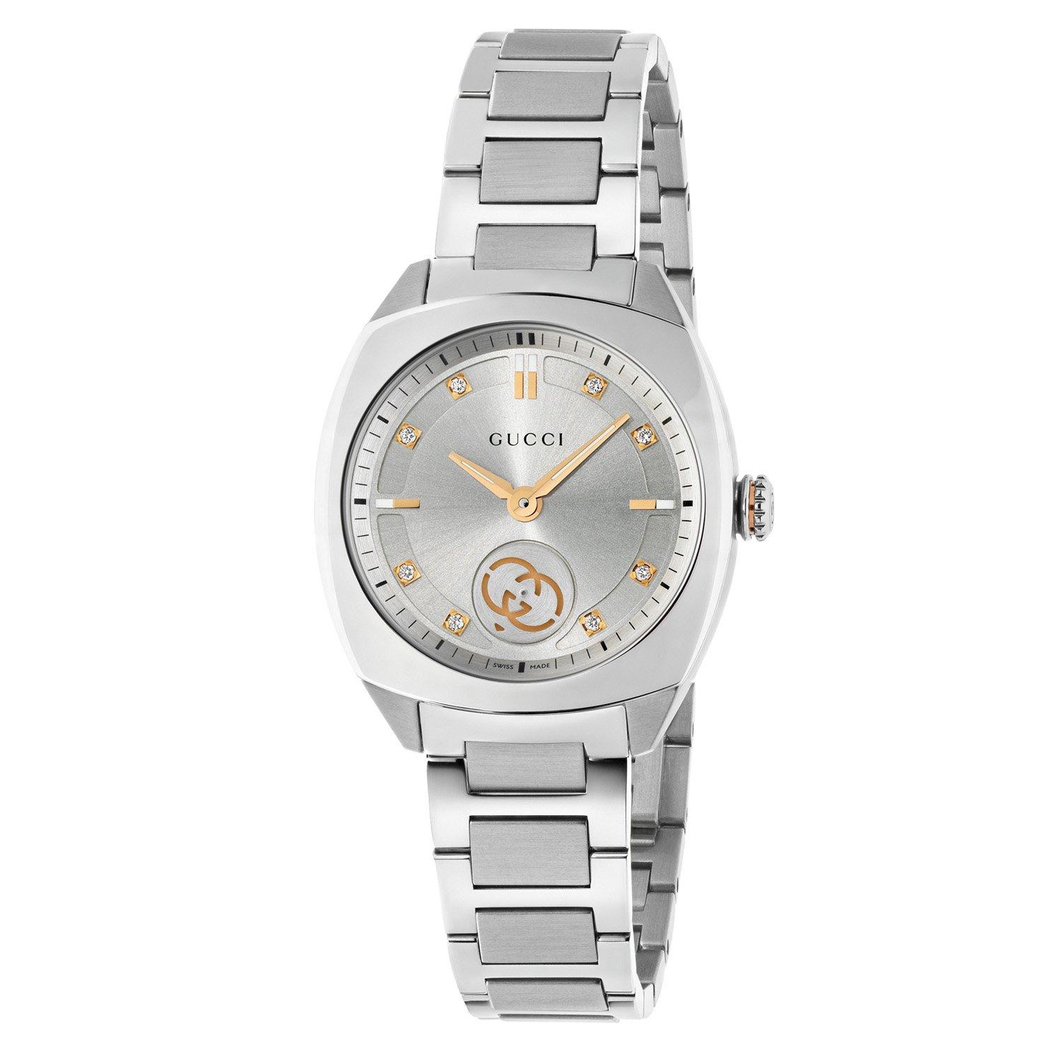 Gucci Interlocking 29mm Diamond Ladies Watch YA142510 | Silver, 29 mm ...