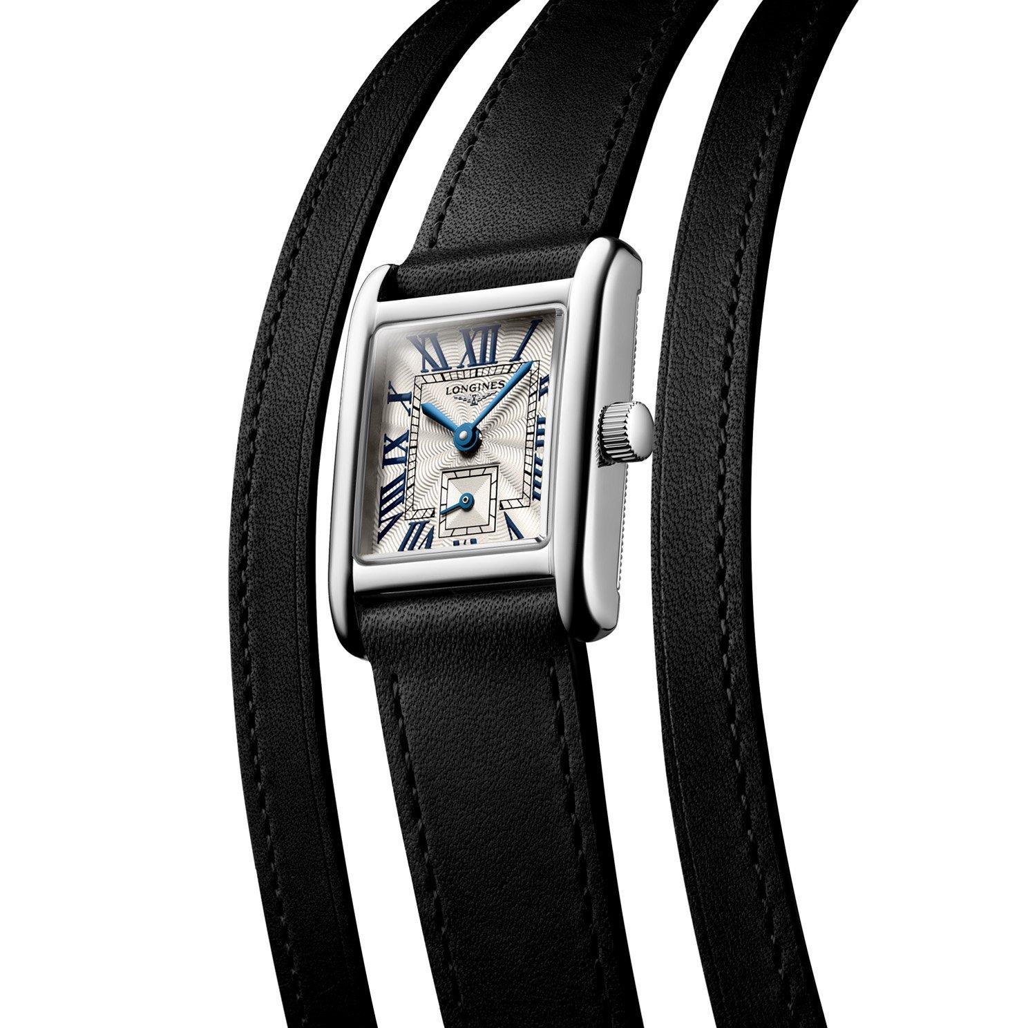 Longines Mini DolceVita 29mm Black Leather Strap Ladies Watch L52004710 ...