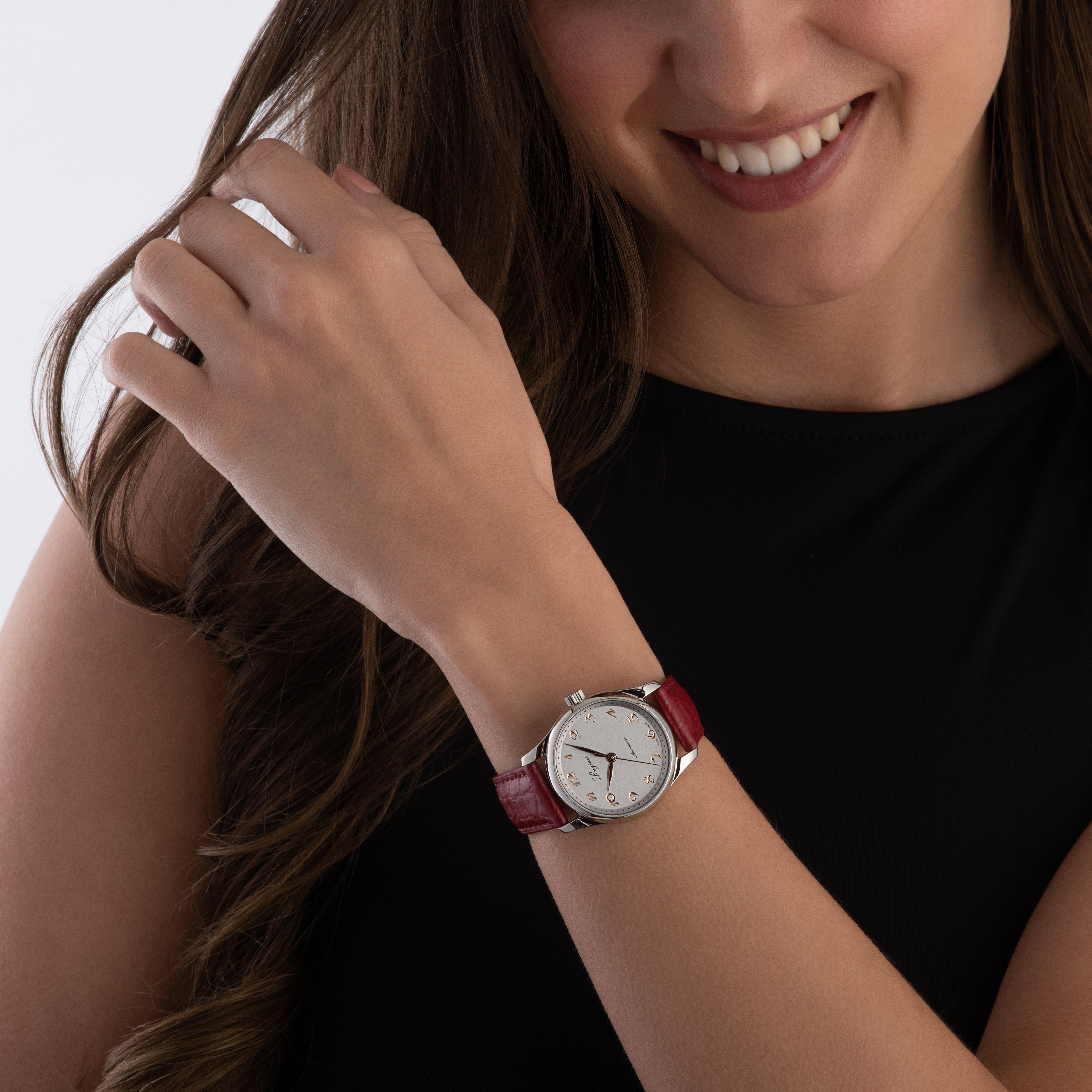 Longines Master Collection 34mm Red Leather Strap Automatic Ladies ...
