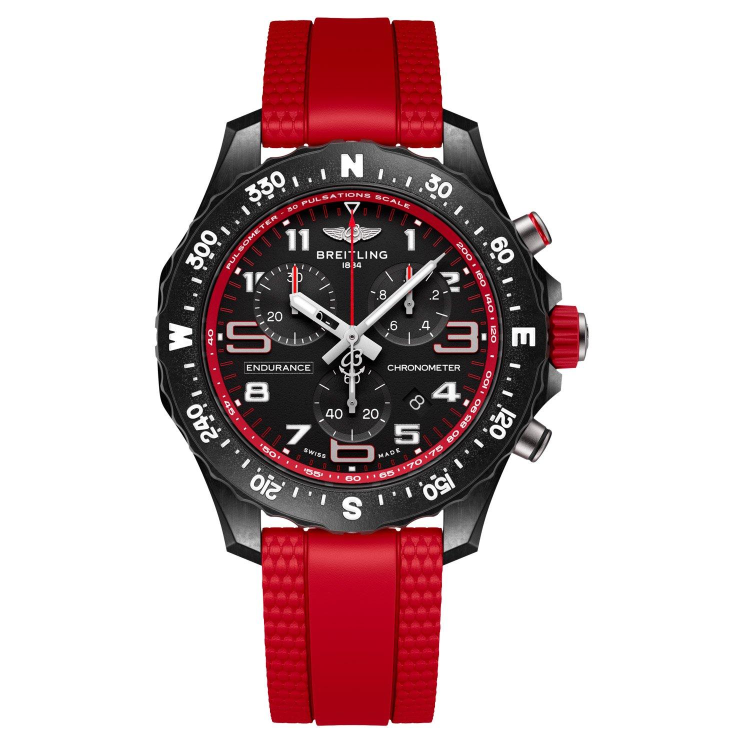 Breitling Endurance Pro 38mm Chronograph Red Rubber Strap Ladies Watch ...