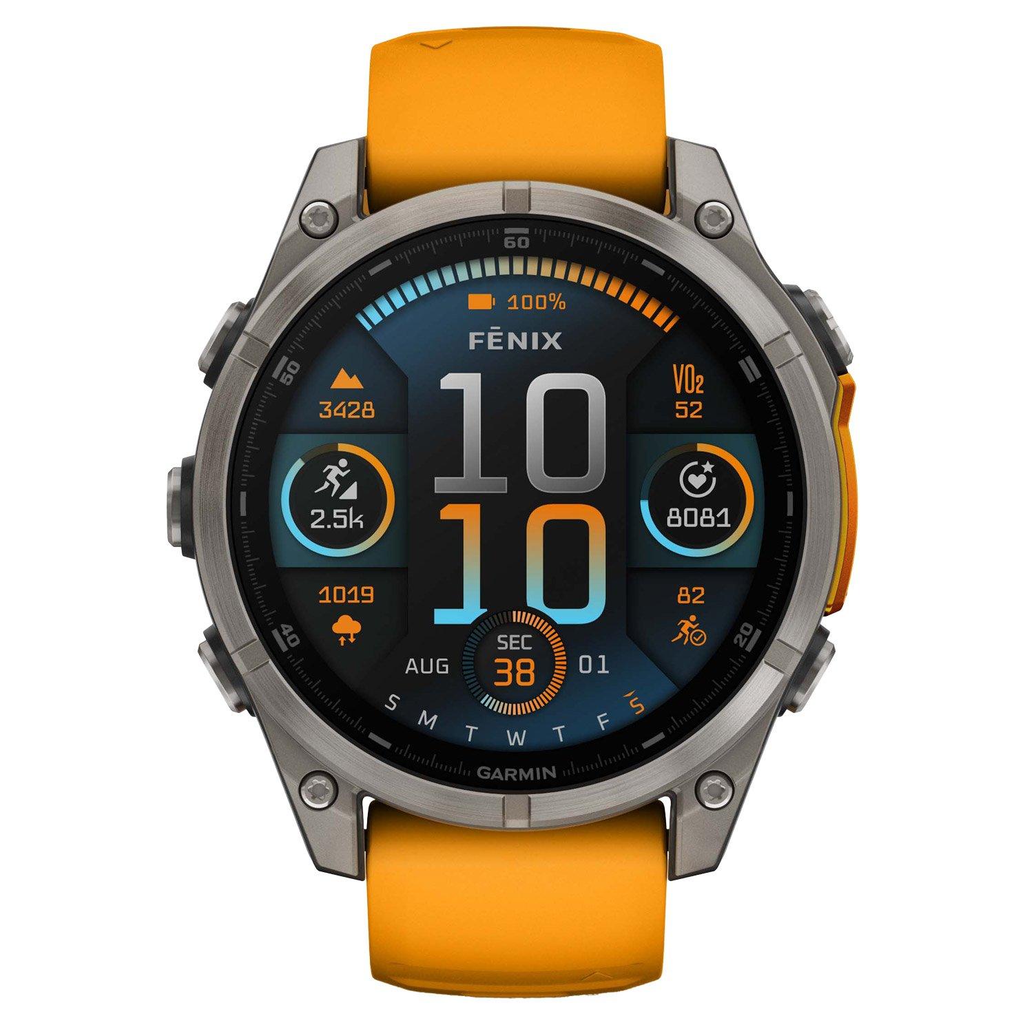 Garmin Fenix 8 AMOLED 47mm Multisport GPS Orange Silicone Strap ...