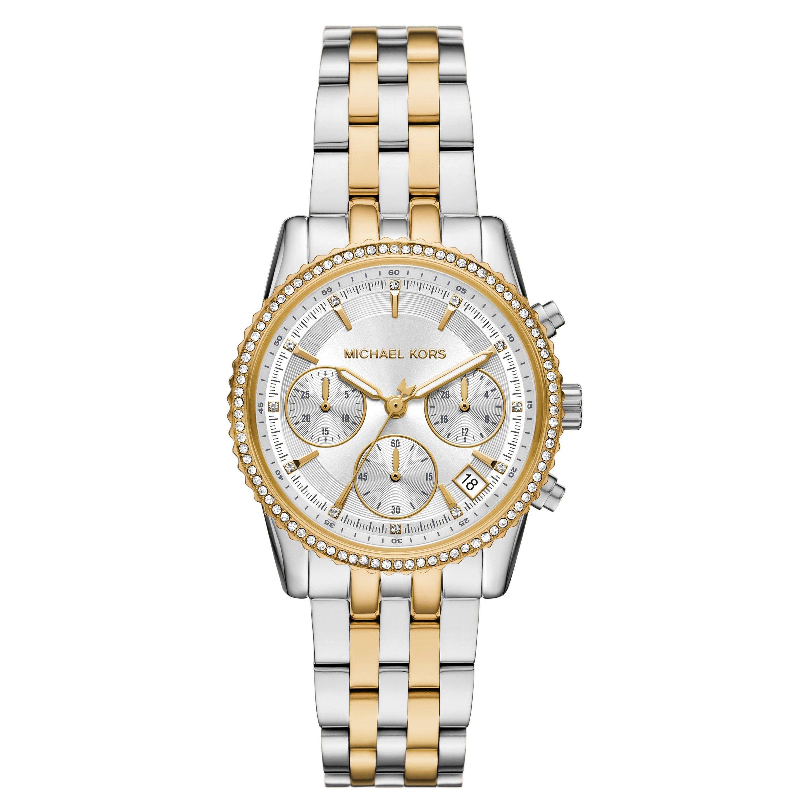 Michael Kors Mini Bryant 35mm Stainless Steel and Yellow Gold Tone ...