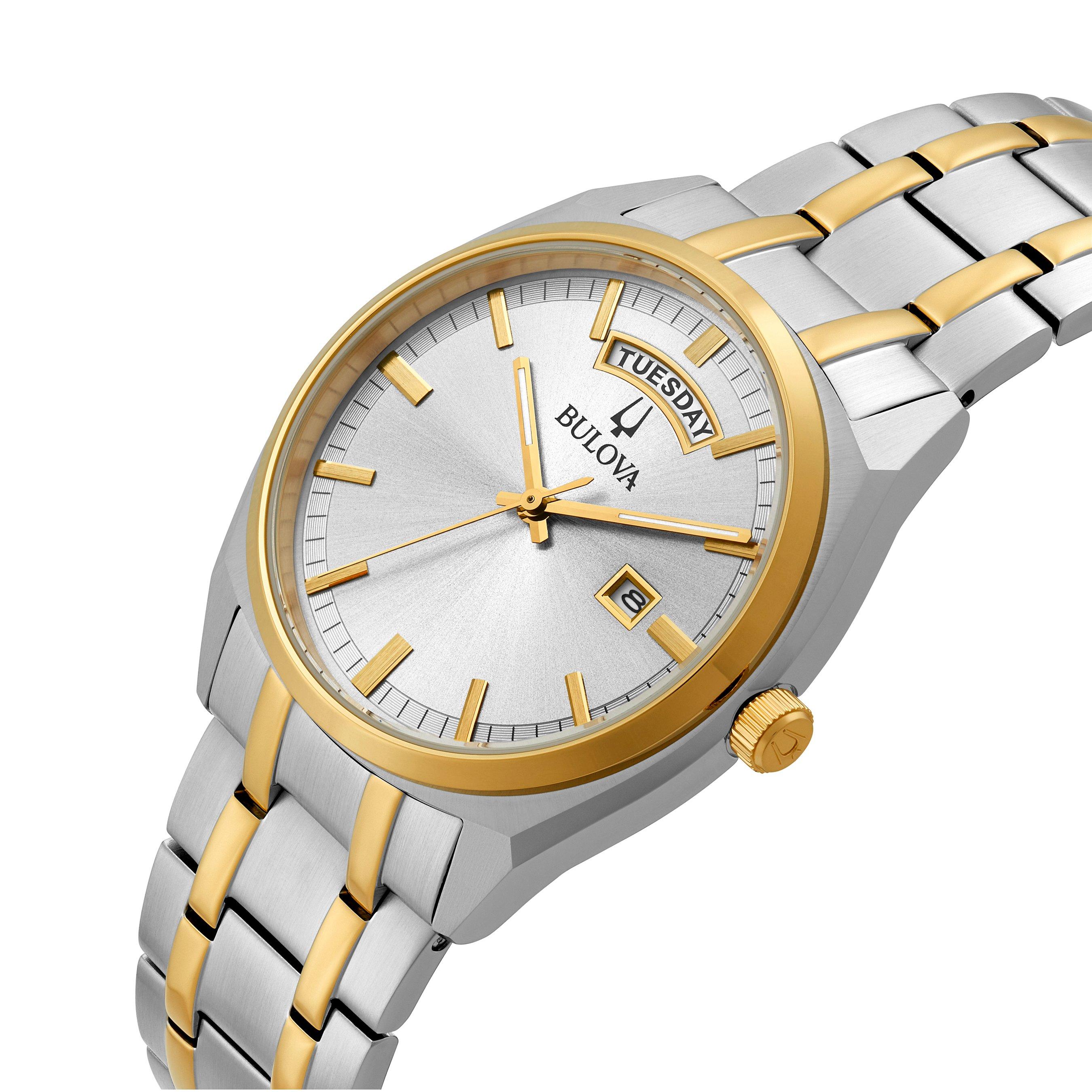 Bulova Surveyor 39mm Stainless Steel and Yellow Gold Tone Men’s Watch ...