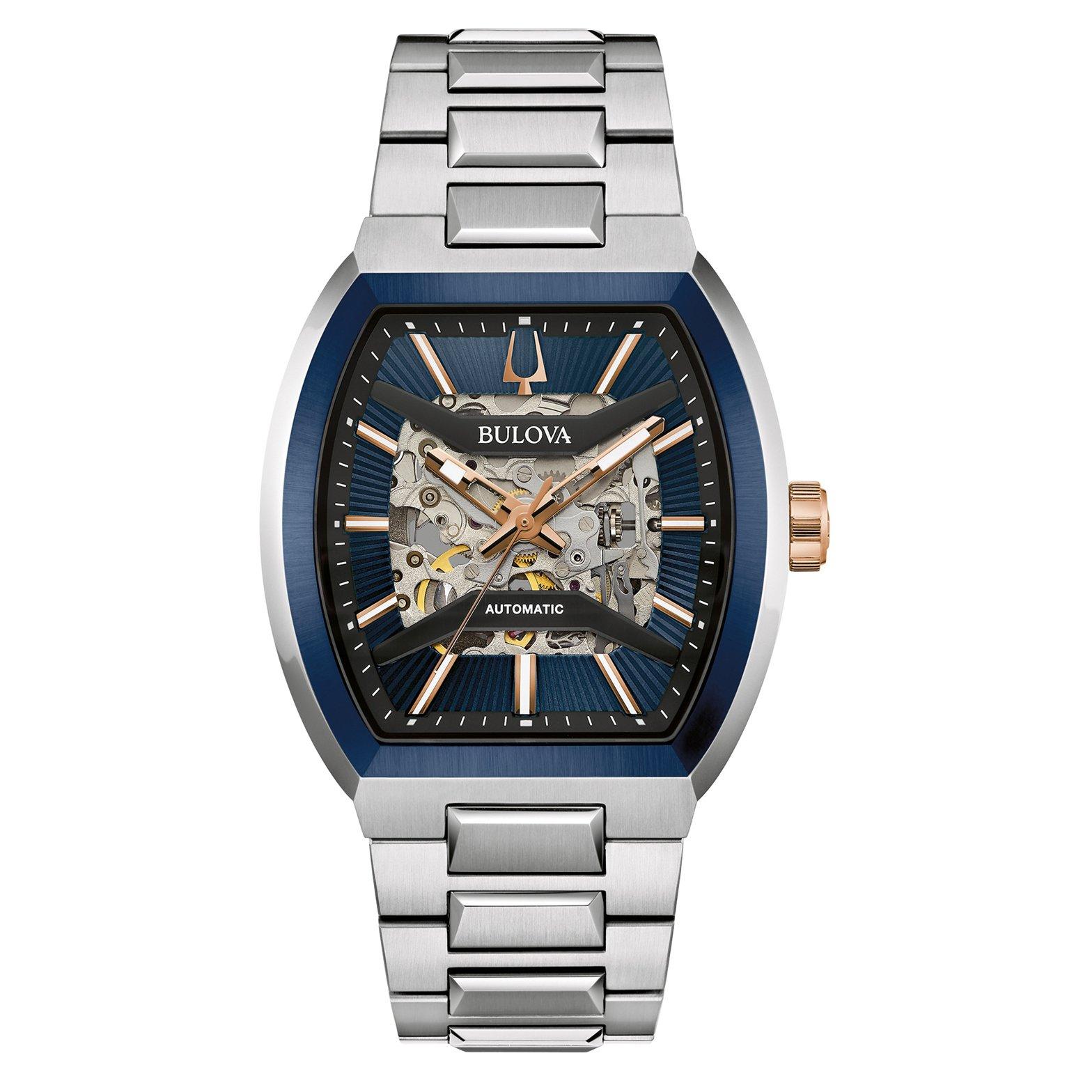 Bulova Maquina 40mm Skeleton Automatic Men’s Watch 98A319 | 40 mm, Blue ...