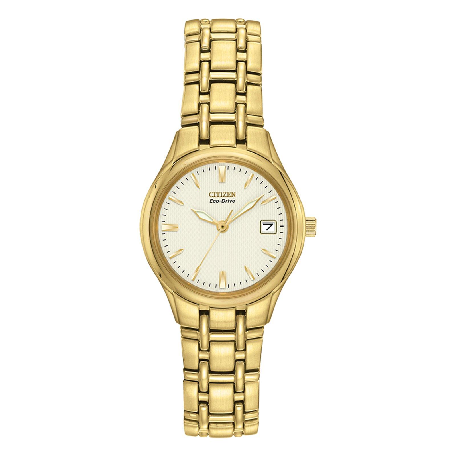 Citizen 25mm Yellow Gold Tone Eco Drive Ladies Watch EW1262-55P | 25 mm ...