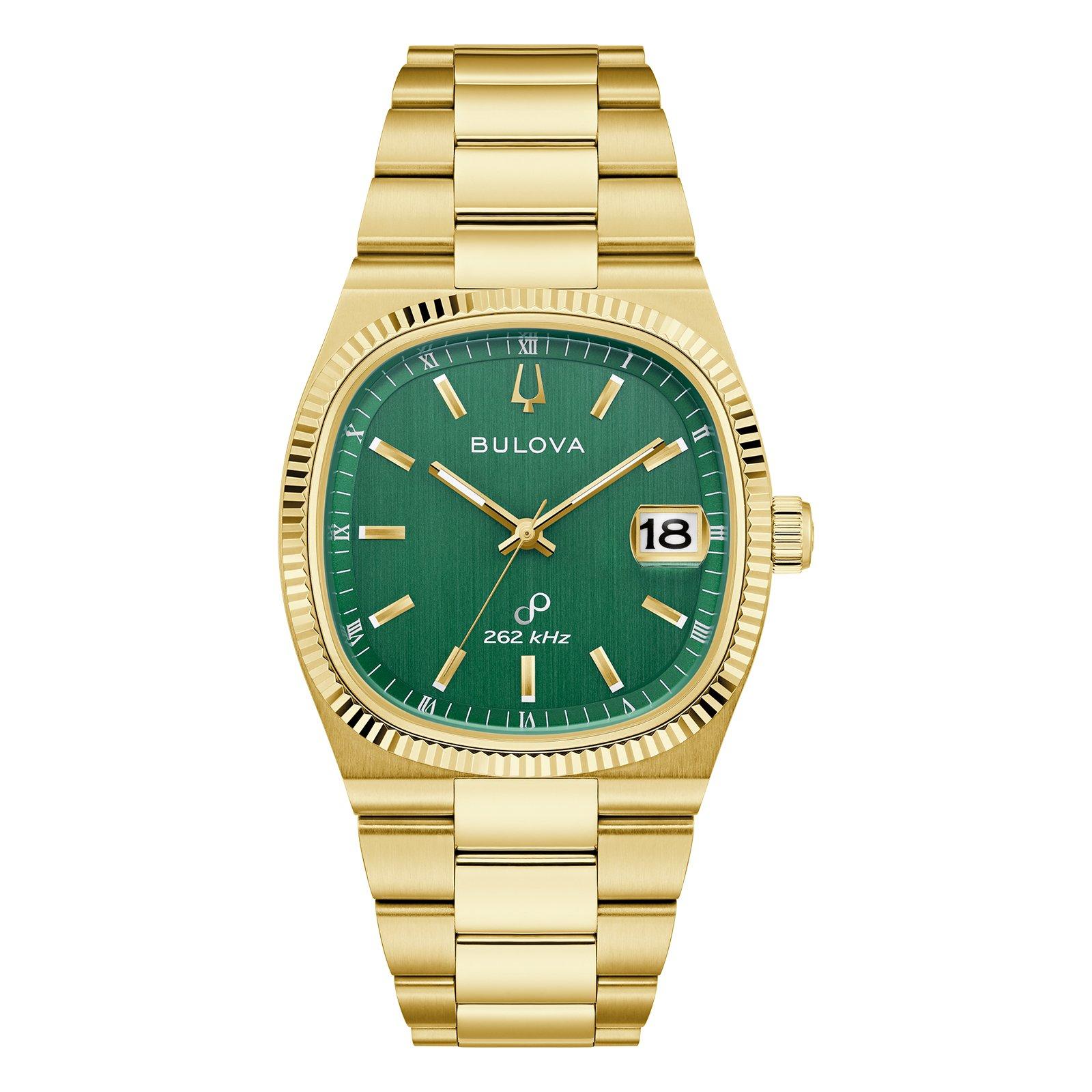 Bulova Seville 38mm Gold Tone Men’s Watch 97B237 | Green, 38 mm ...