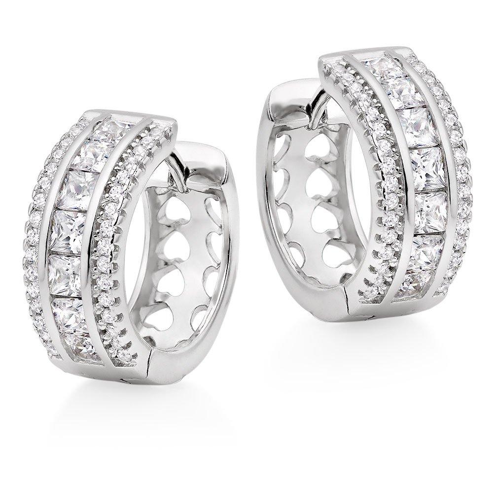 Silver Cubic Zirconia Triple Row Hoop Earrings | 0111227 | Beaverbrooks ...
