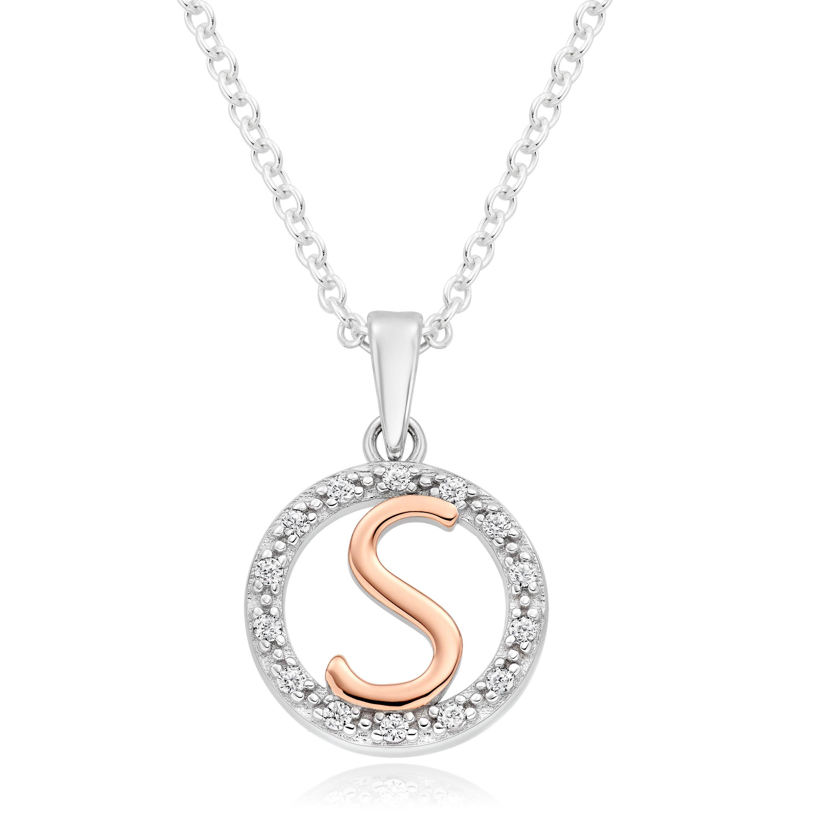 Silver Rose Gold Plated Cubic Zirconia Letter S Pendant | 0119360 ...