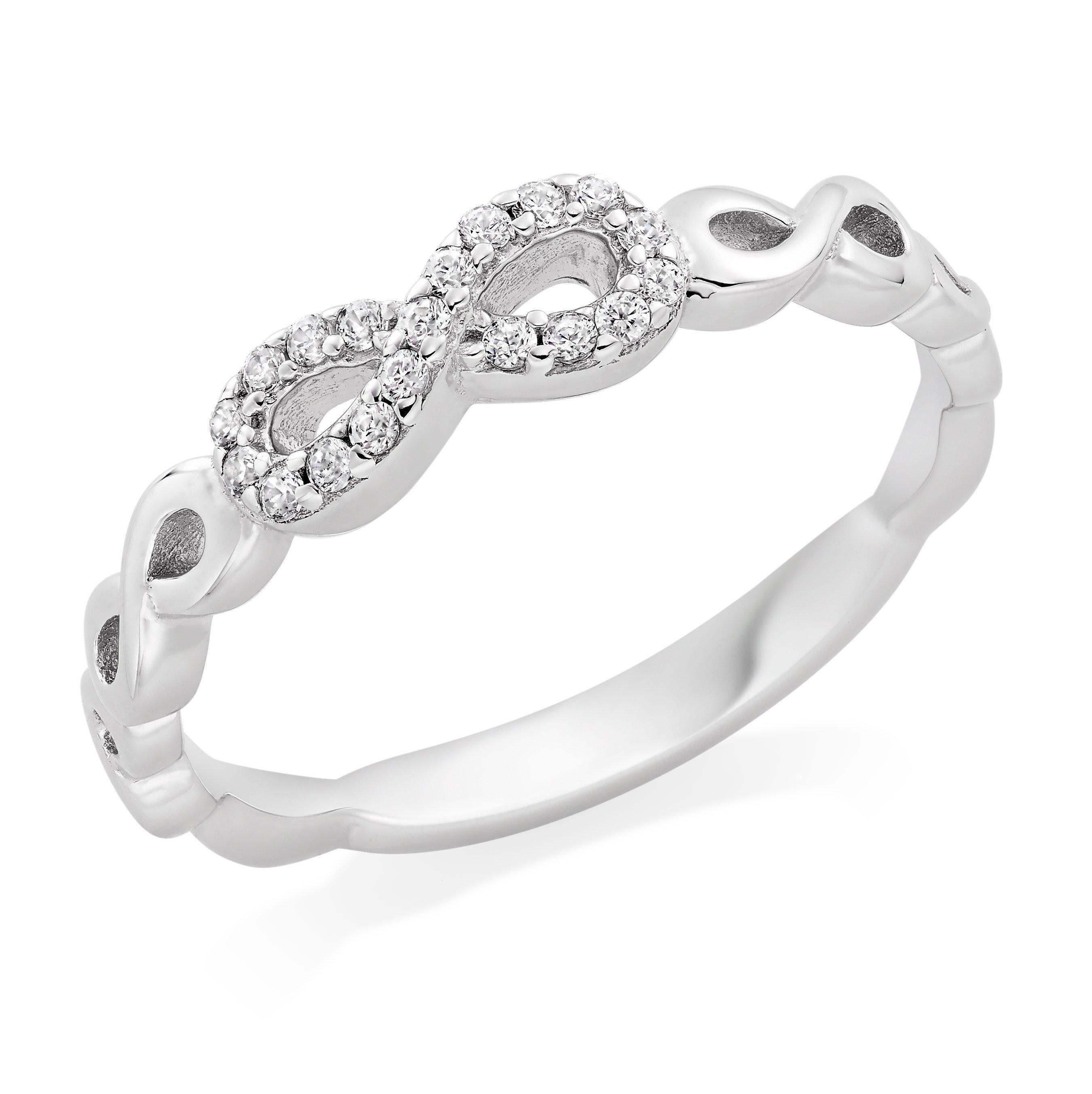 Silver Cubic Zirconia Infinity Ring | 0120139 | Beaverbrooks the Jewellers