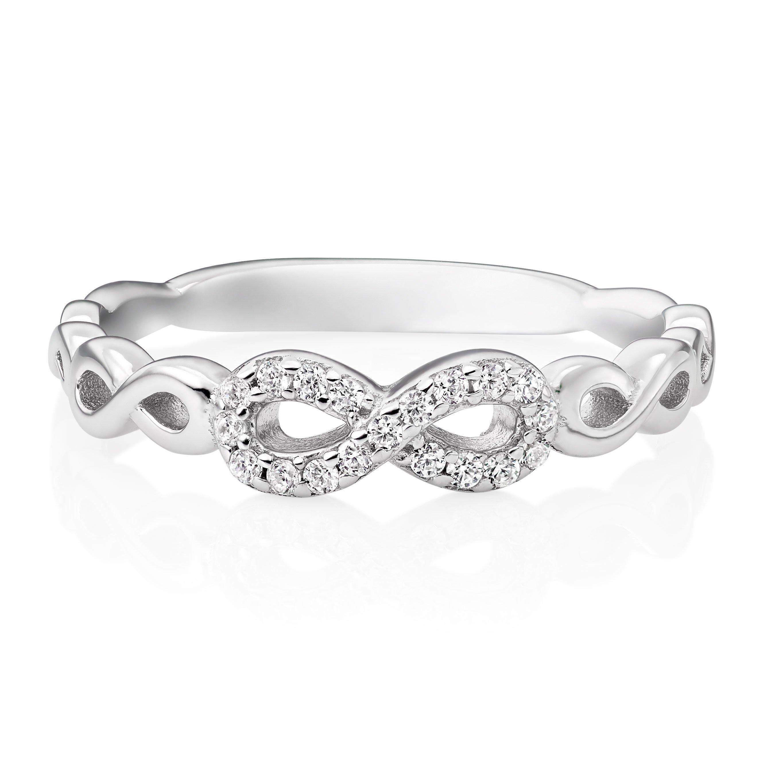 Silver Cubic Zirconia Infinity Ring | 0120139 | Beaverbrooks the Jewellers