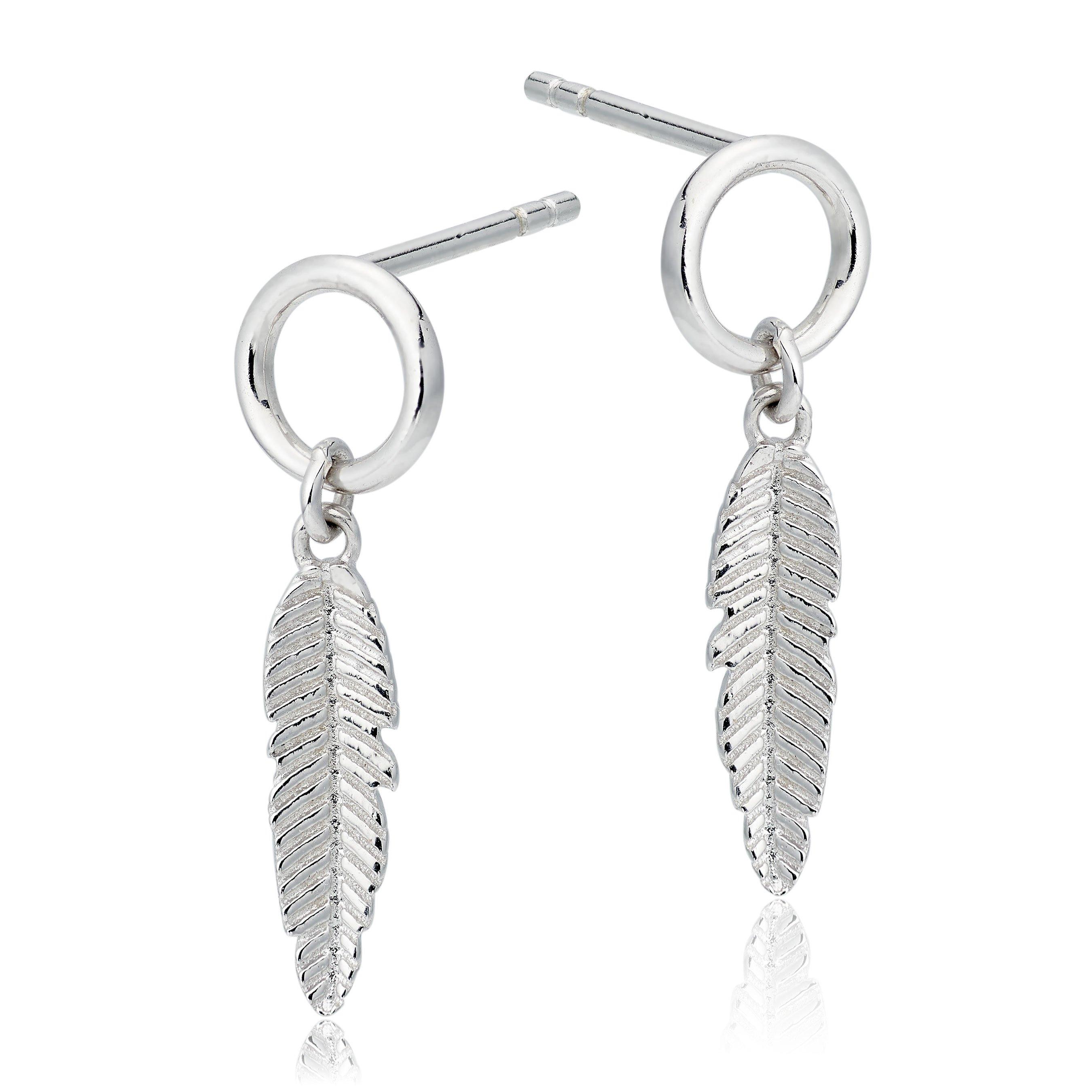 Silver Feather Charm Earrings 0121096 Beaverbrooks the Jewellers