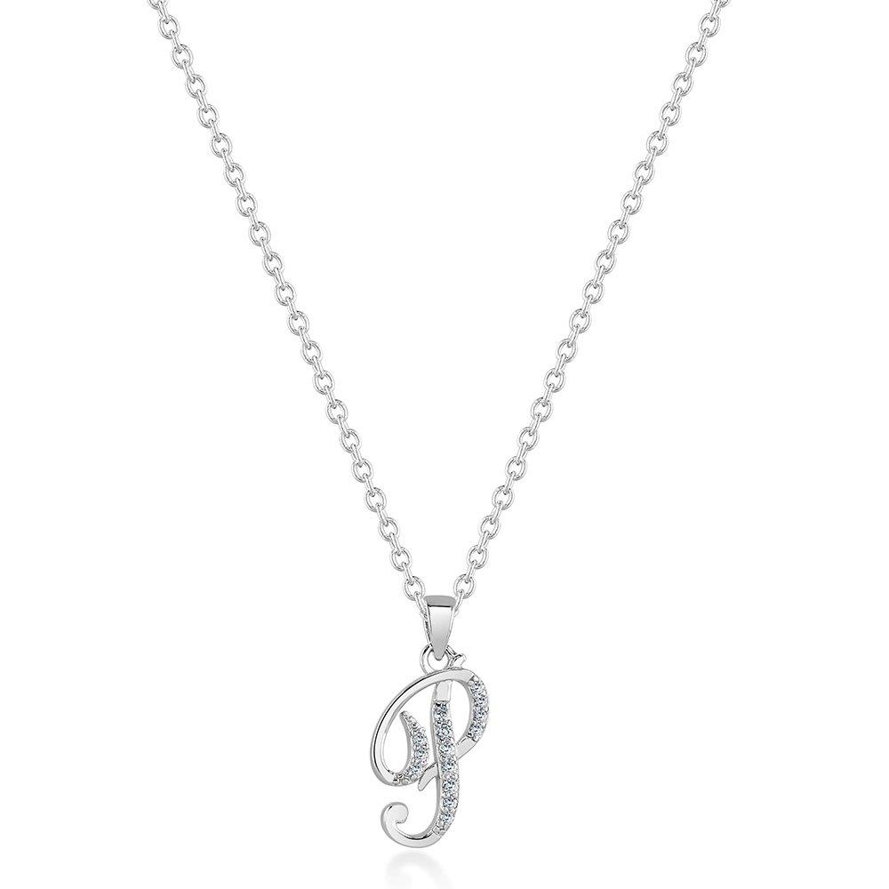 Silver Cubic Zirconia Initial P Pendant | 0132351 | Beaverbrooks the ...