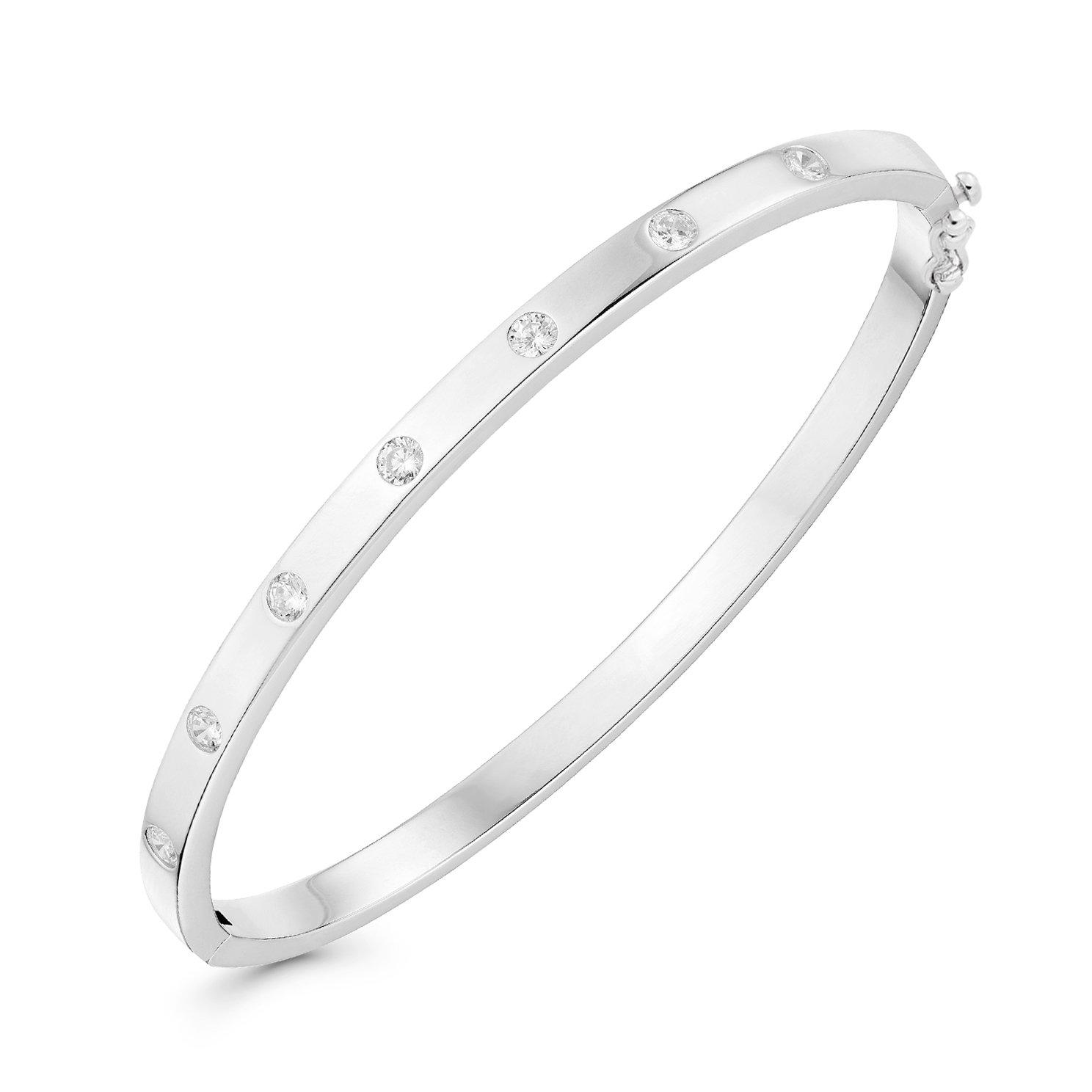 Silver Cubic Zirconia Bangle | 0139344 | Beaverbrooks the Jewellers