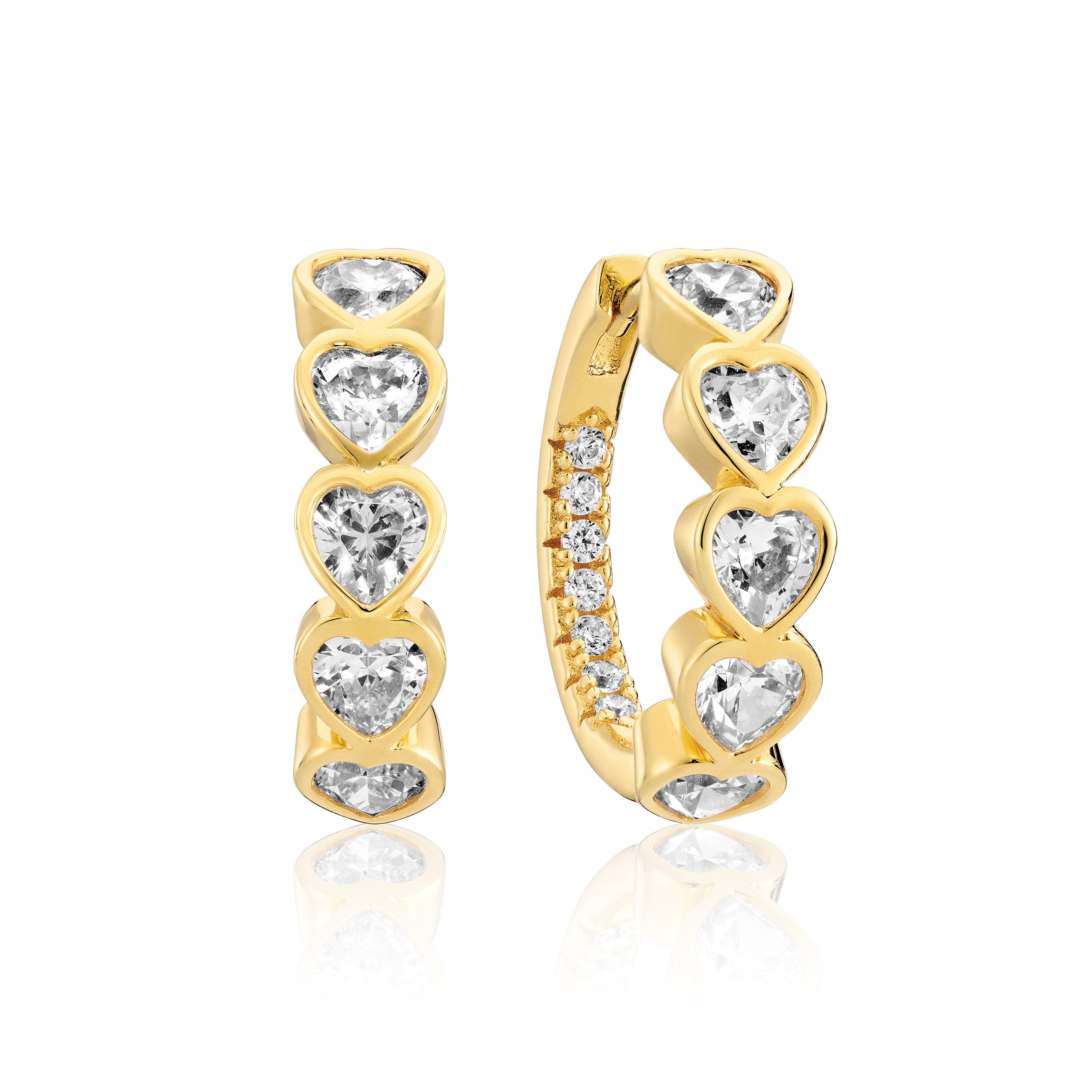 Sif Jakobs Amorino Yellow Gold Plated Cubic Zirconia Heart Hoop ...
