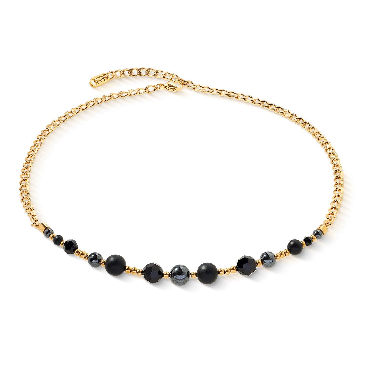 Coeur De Lion Yellow Gold Tone Black Onyx Necklace | 0152760 | Beaverbrooks
