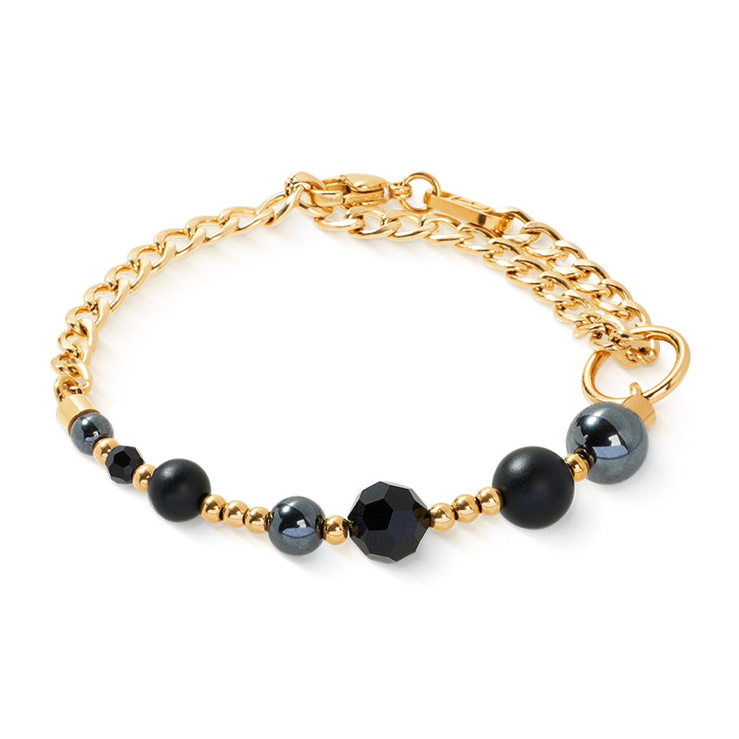 Coeur De Lion Yellow Gold Tone Onyx Bracelet | 0152762 | Beaverbrooks