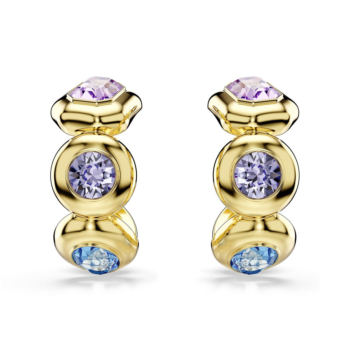 Swarovski Gema Yellow Gold Tone Cubic Zirconia Hoop Earrings | 0153327 ...