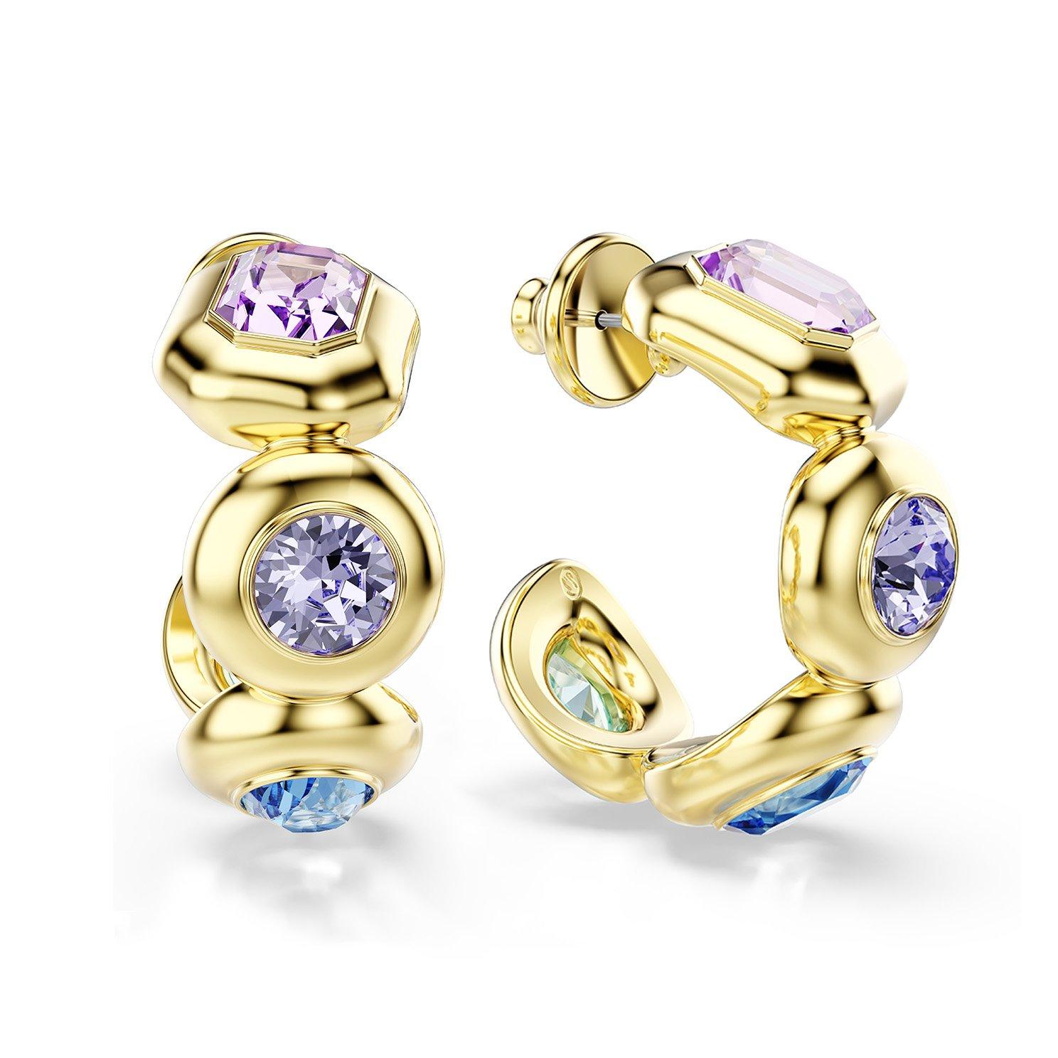 Swarovski Gema Yellow Gold Tone Cubic Zirconia Hoop Earrings | 0153327 ...