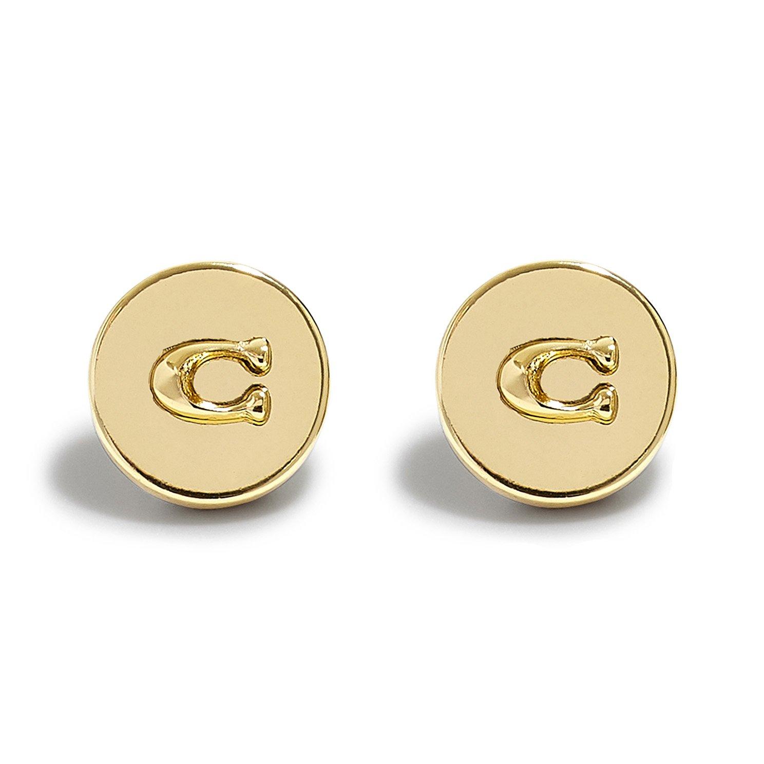 Coach Signature C Yellow Gold Tone Stud Earrings | 0153416 | Beaverbrooks
