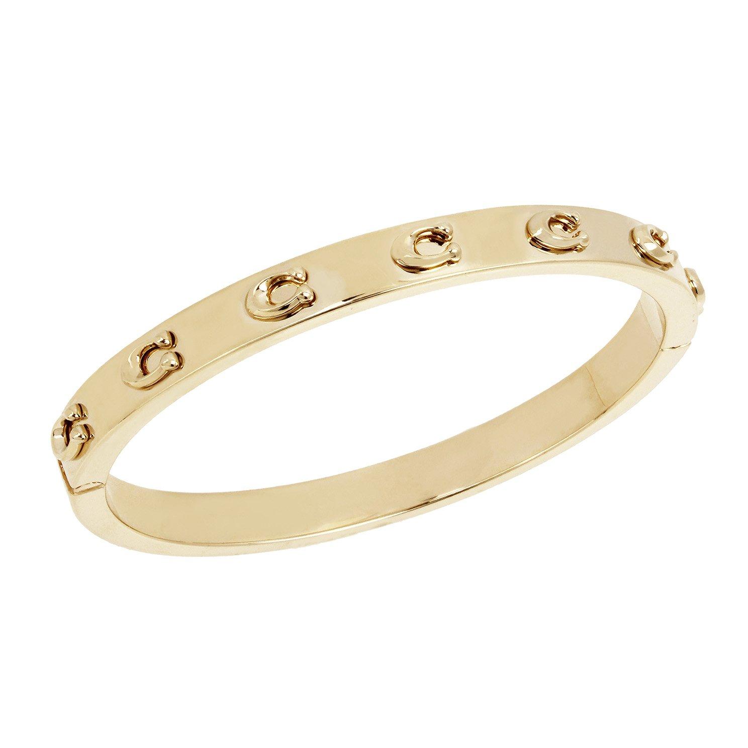 Coach Signature C Yellow Gold Tone Bangle | 0153444 | Beaverbrooks