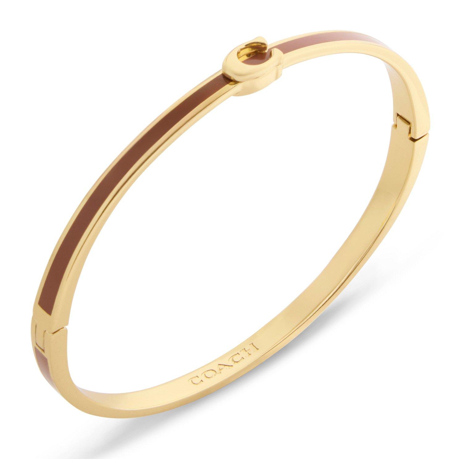 Coach Signature C Yellow Gold Tone Bangle | 0153696 | Beaverbrooks